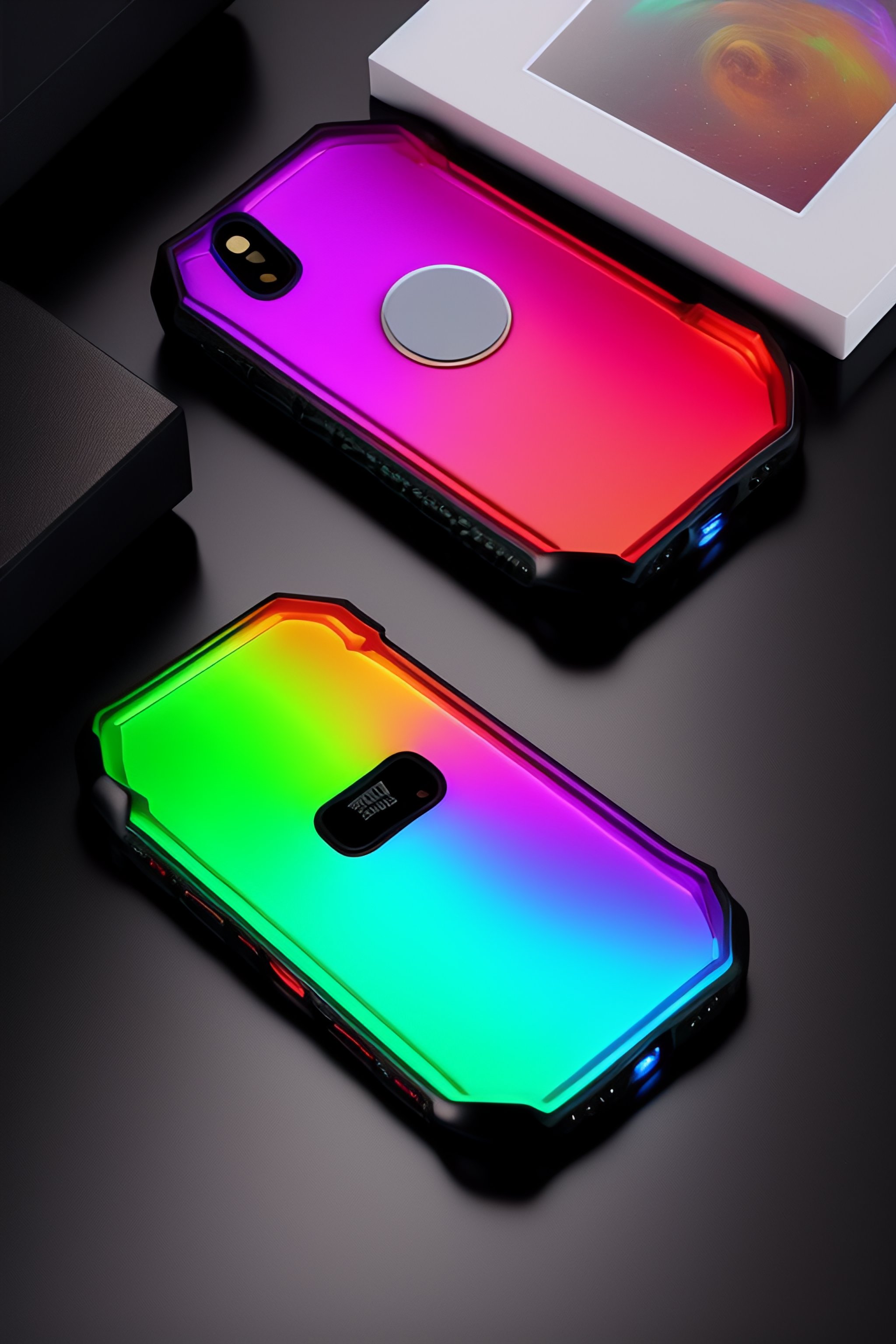Lexica - Phone case with 4 extra colorful LED tactile buttons located ...