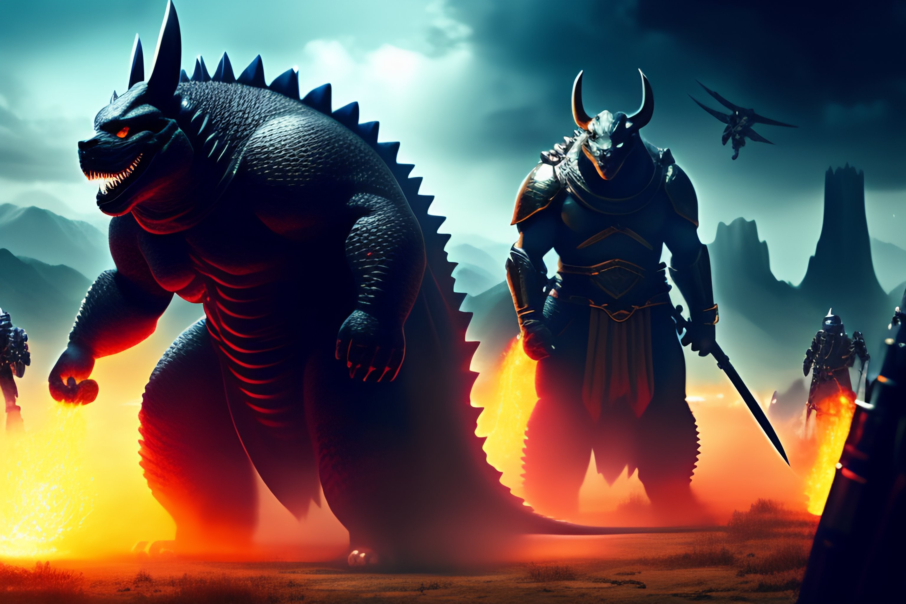 Lexica - Hunters armed with swords are attacked by countless monsters ...