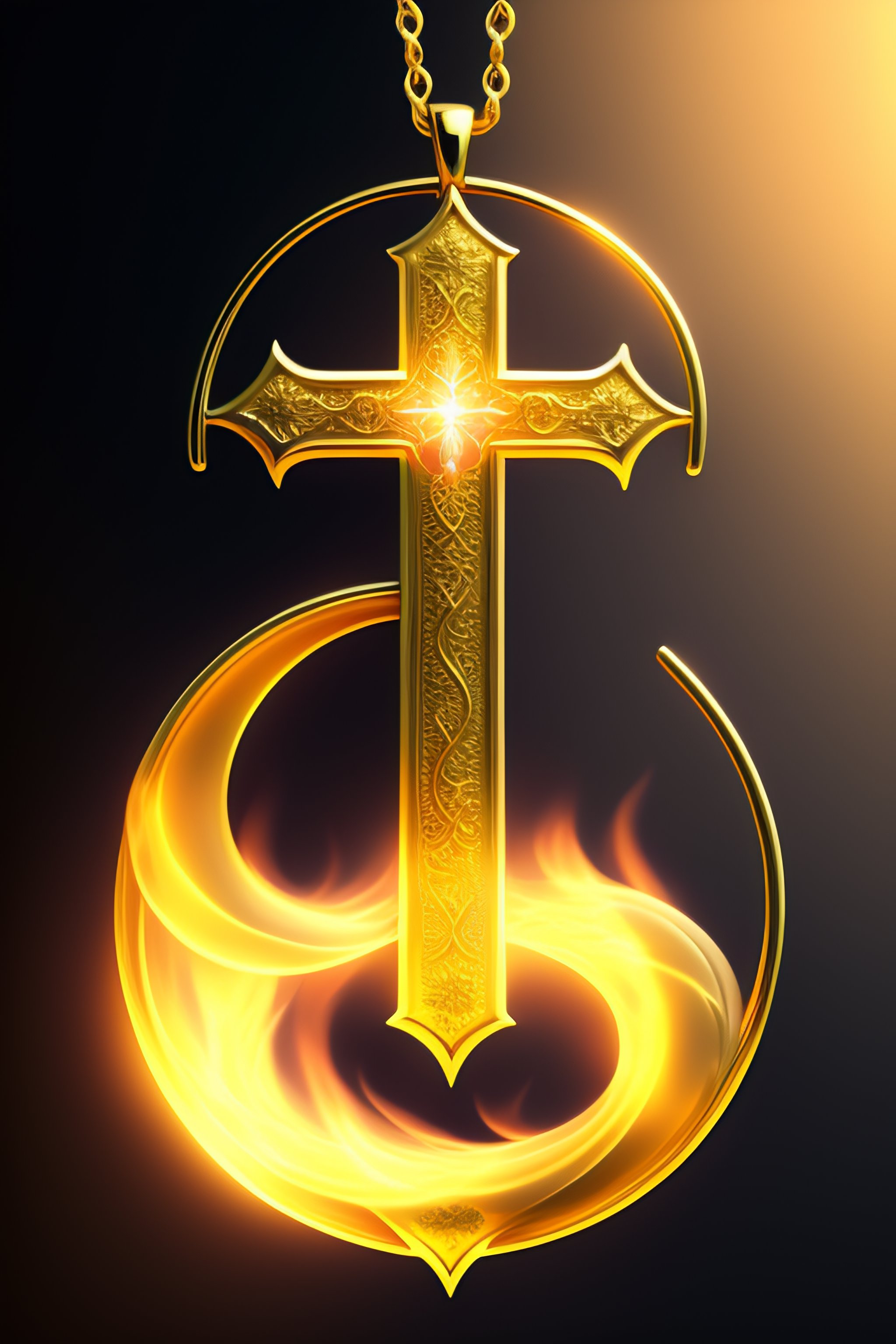 Lexica - A long pendants of a medieval golden cross levitating in the ...