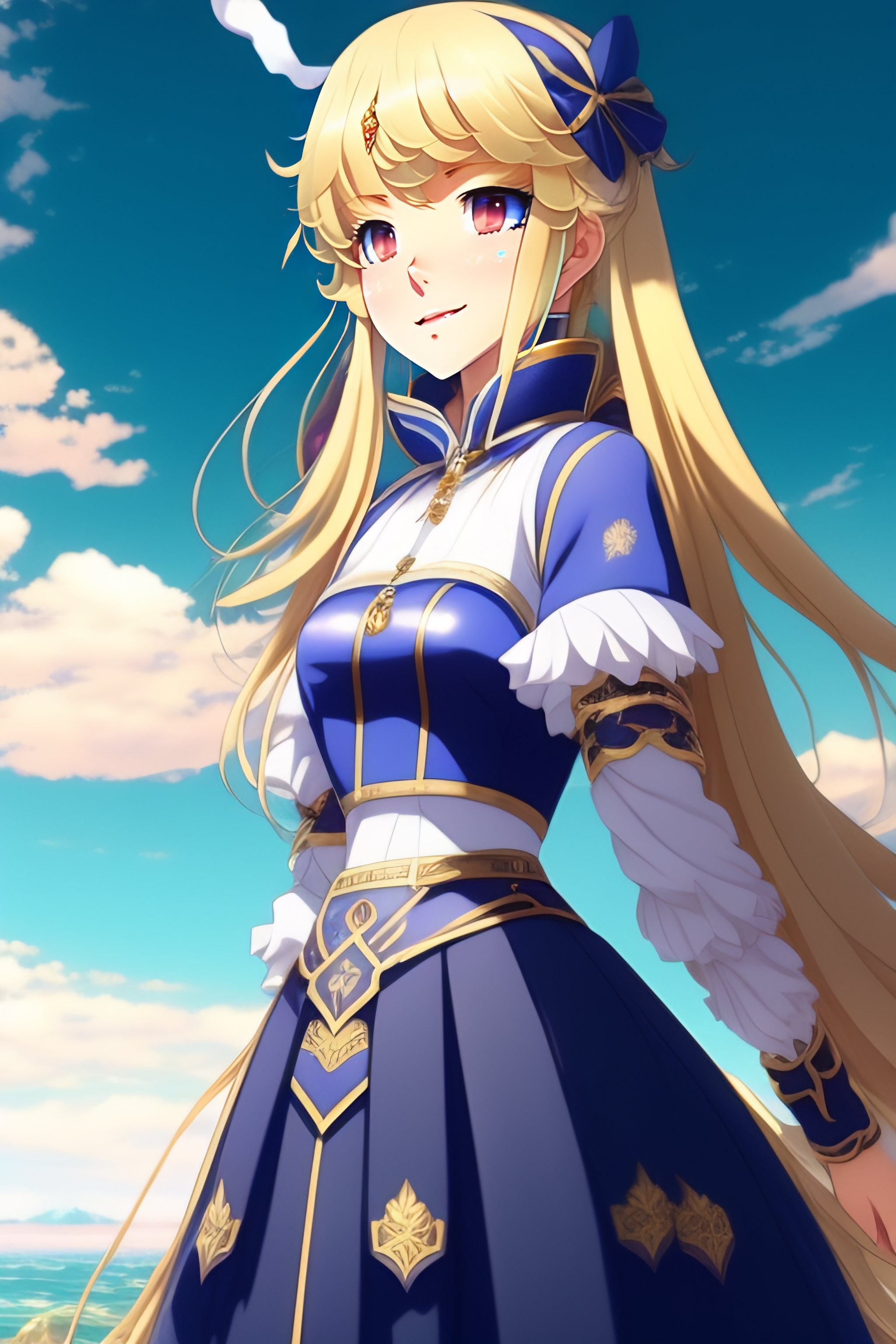 Lexica - Anime, fgo. She saw her reflection. Blond, long hair, blue ...