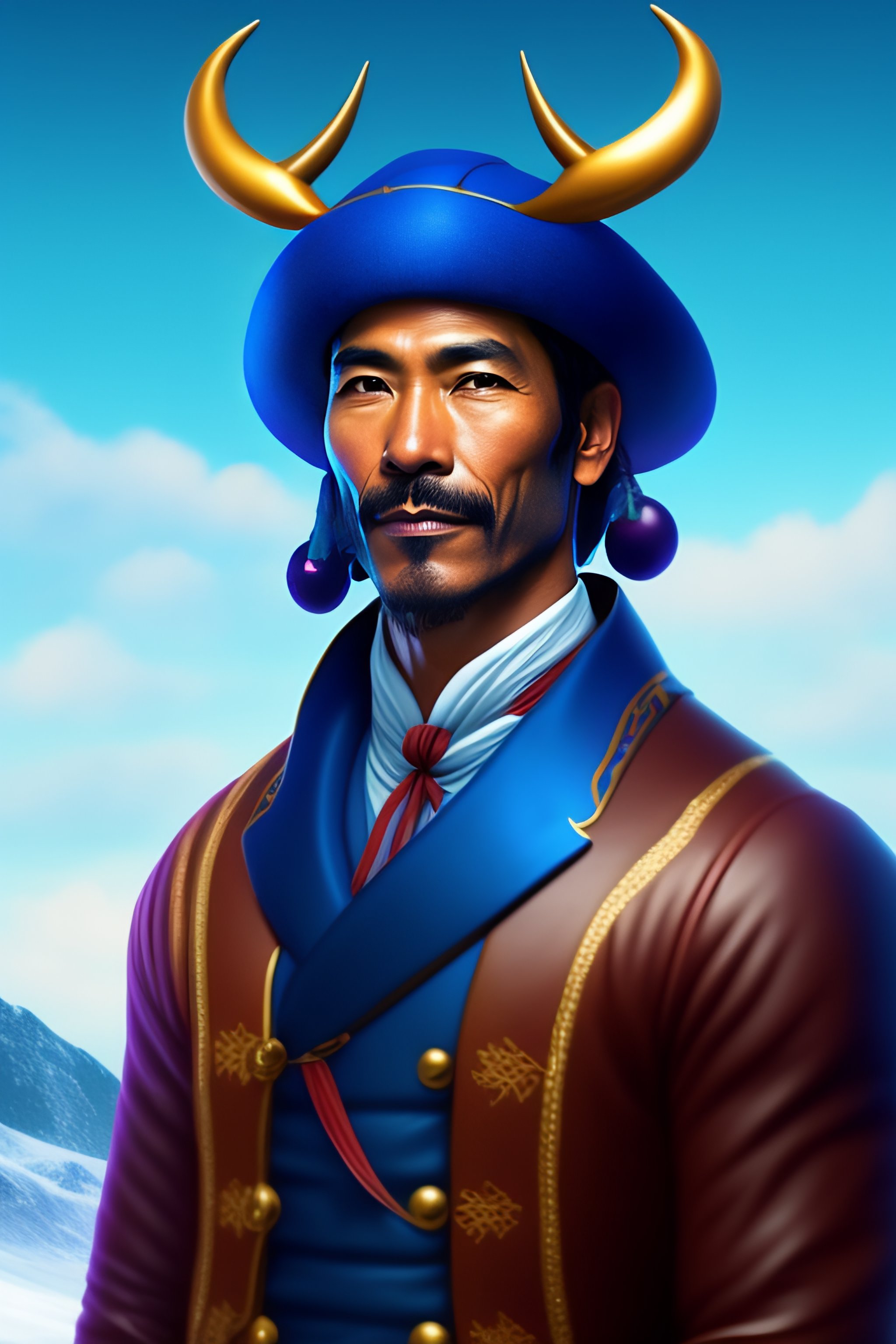 Lexica - A human reindeer pirate doctor, wearing a blue round hut, in ...