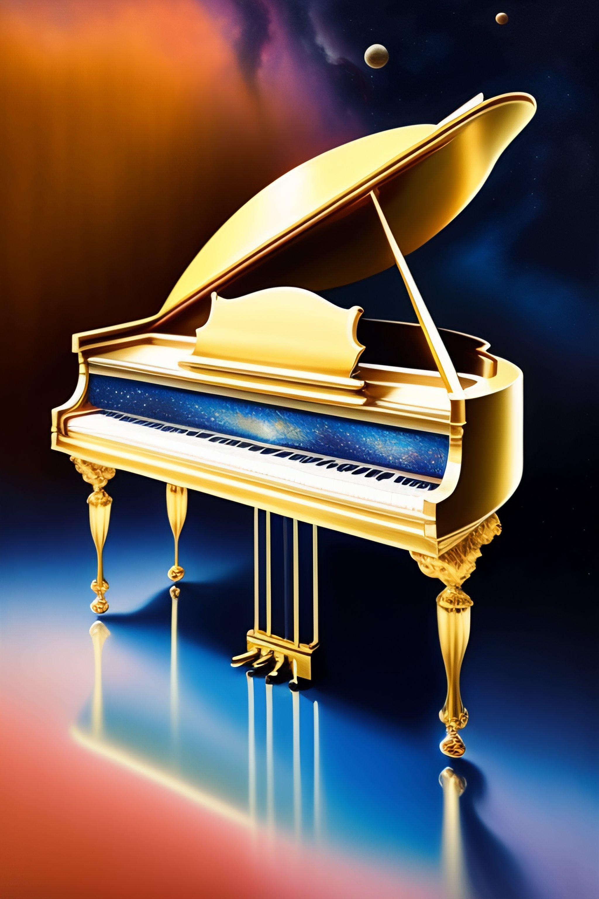 Lexica - A piano floating through space with music notes in style of ...