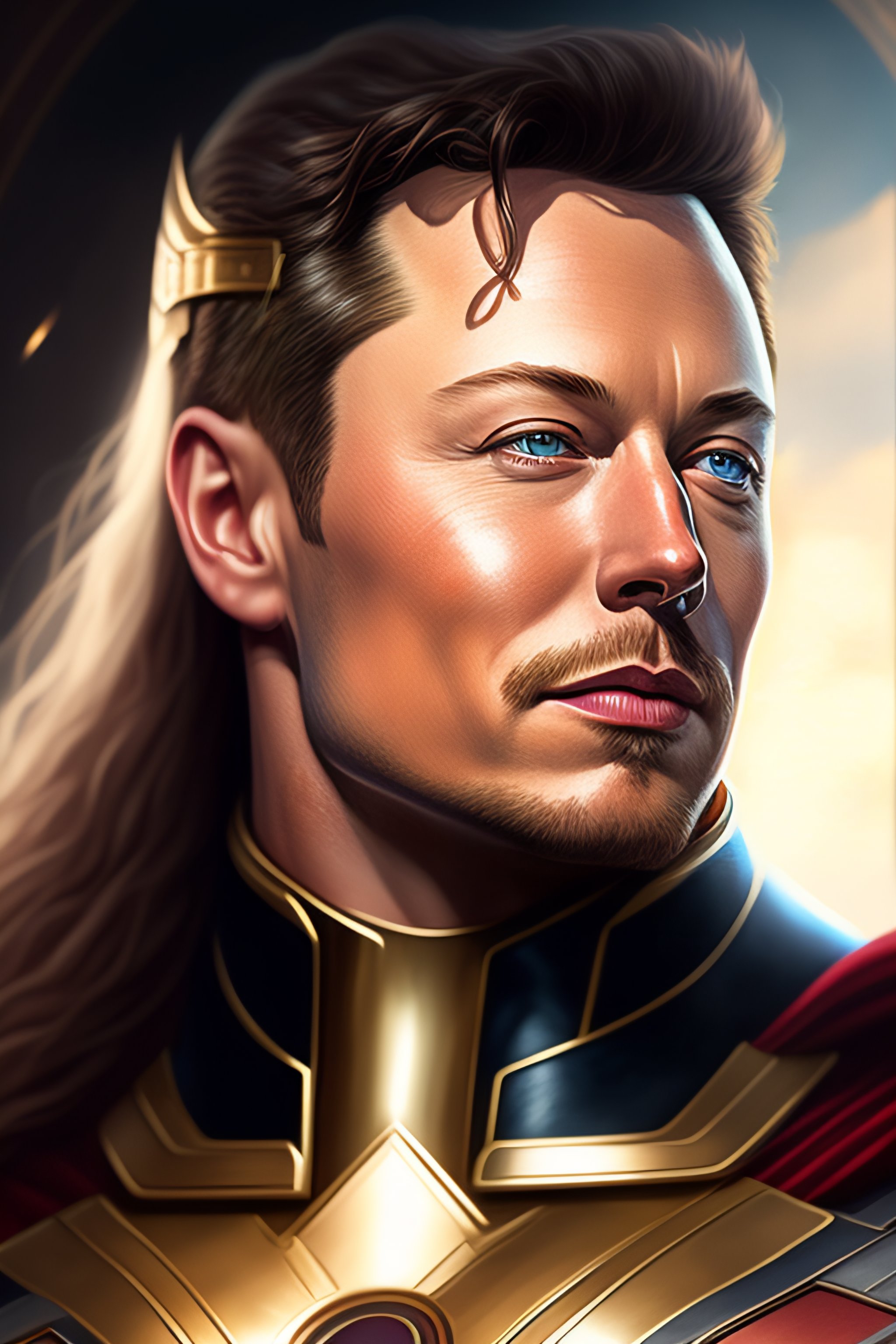 Lexica - Elon musk as thor, realistic portrait, symmetrical, highly ...