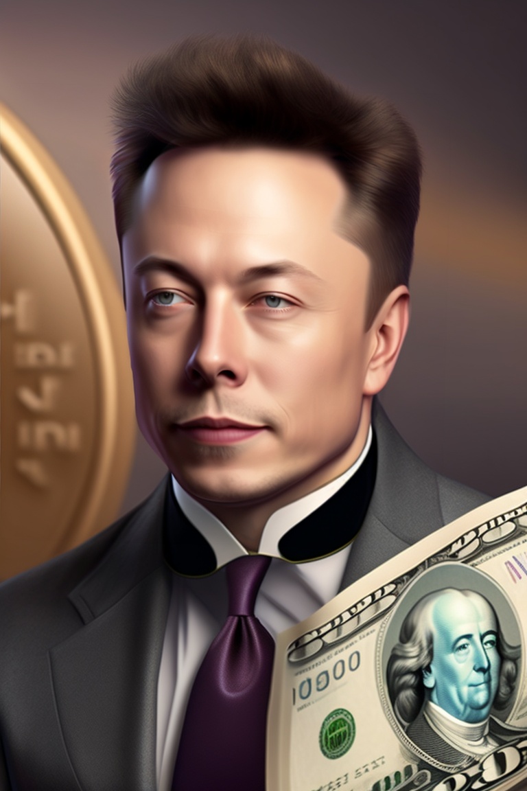 Lexica - Elon musk sits in money, high quality