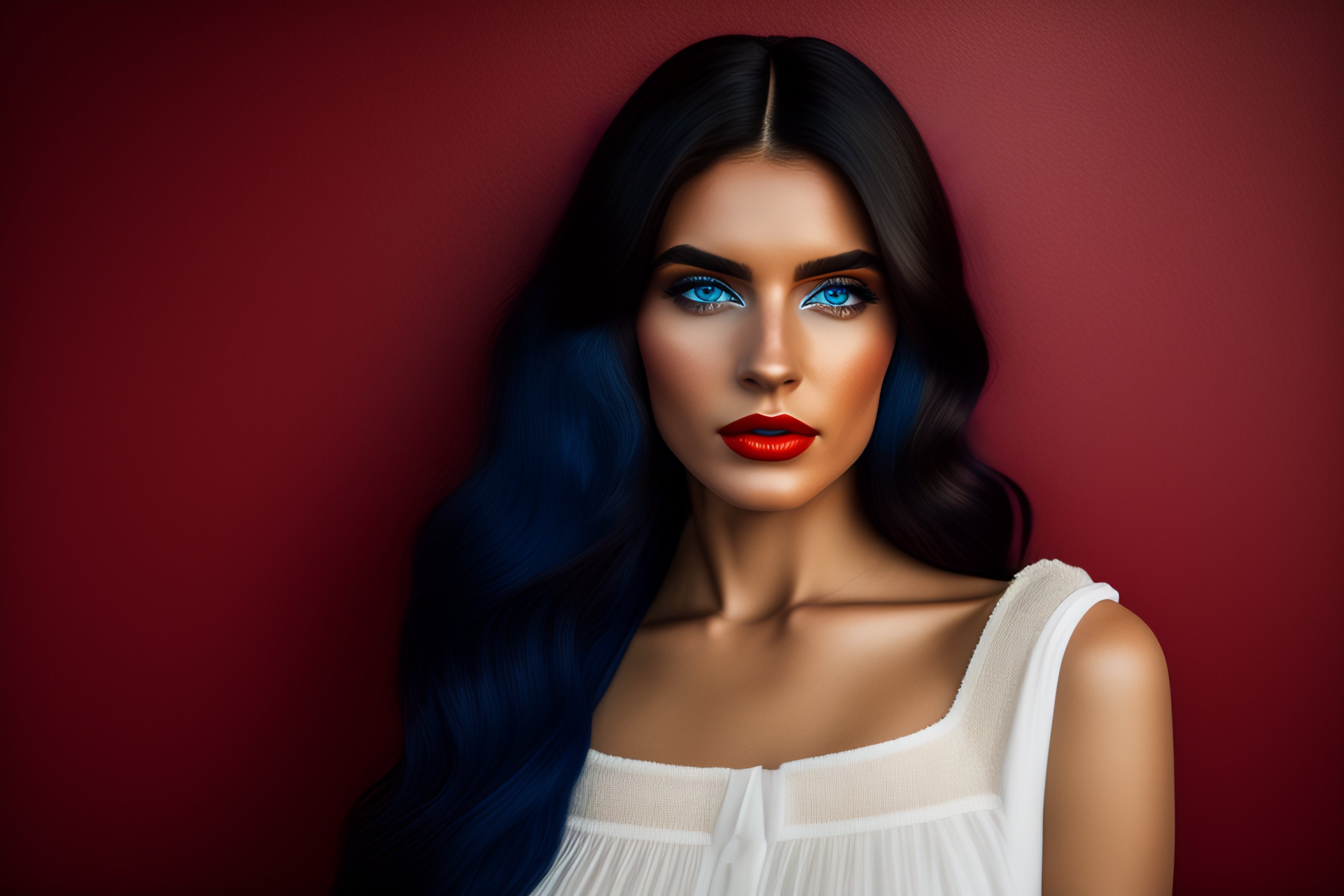 Lexica - A portrait of a toxic white girl, black hair, blue eyes, fine ...