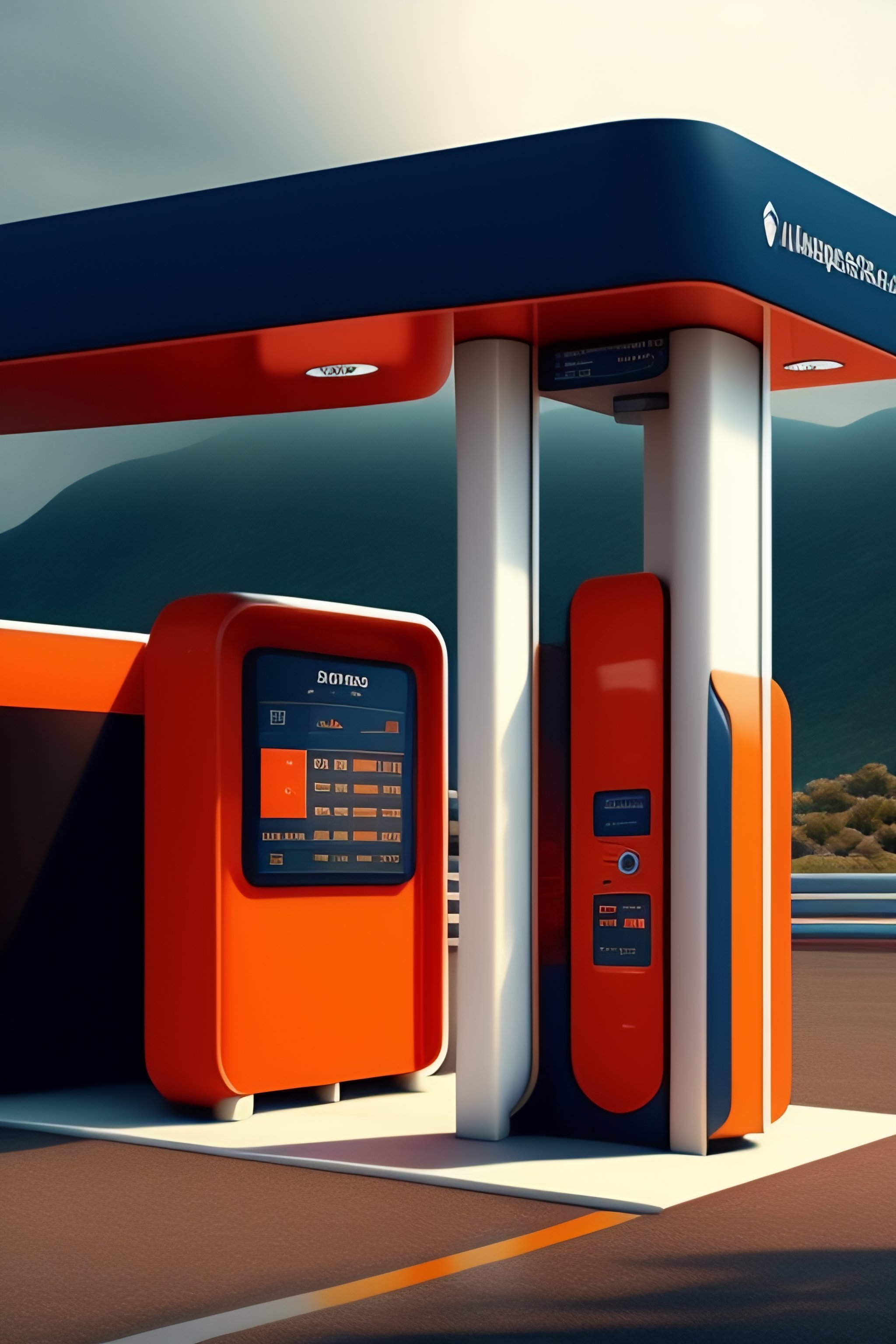 Lexica - Futuristic service station renewable low carbon fuels white ...