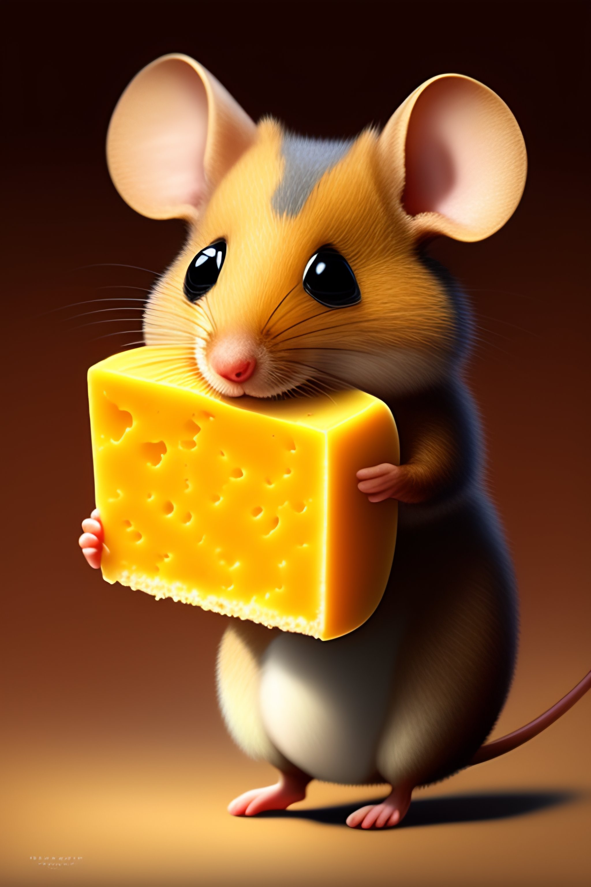 Lexica - A cute tiny mouse holding a piece of luxury cheese, pixar