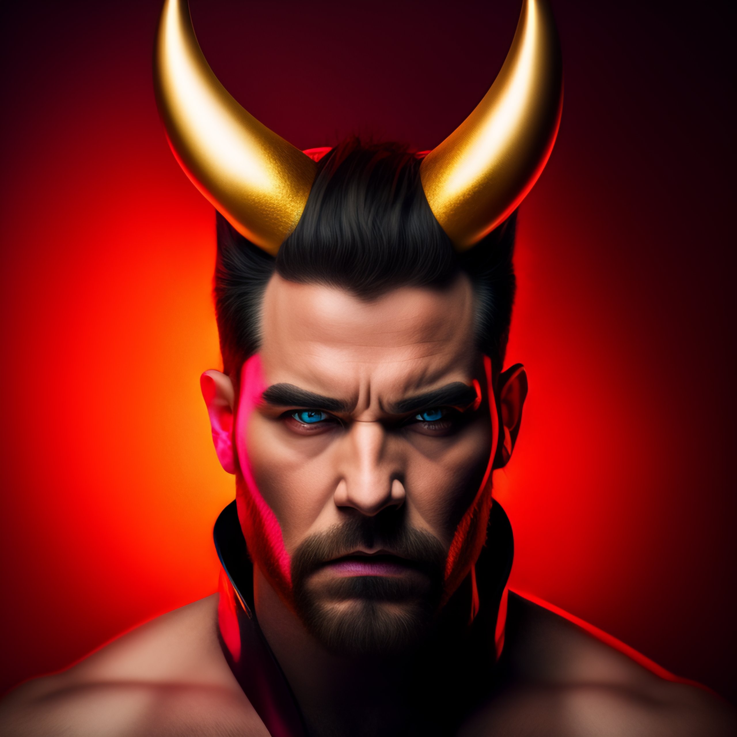 Lexica - A man with horns growing from his head. red eyes and sharp ...