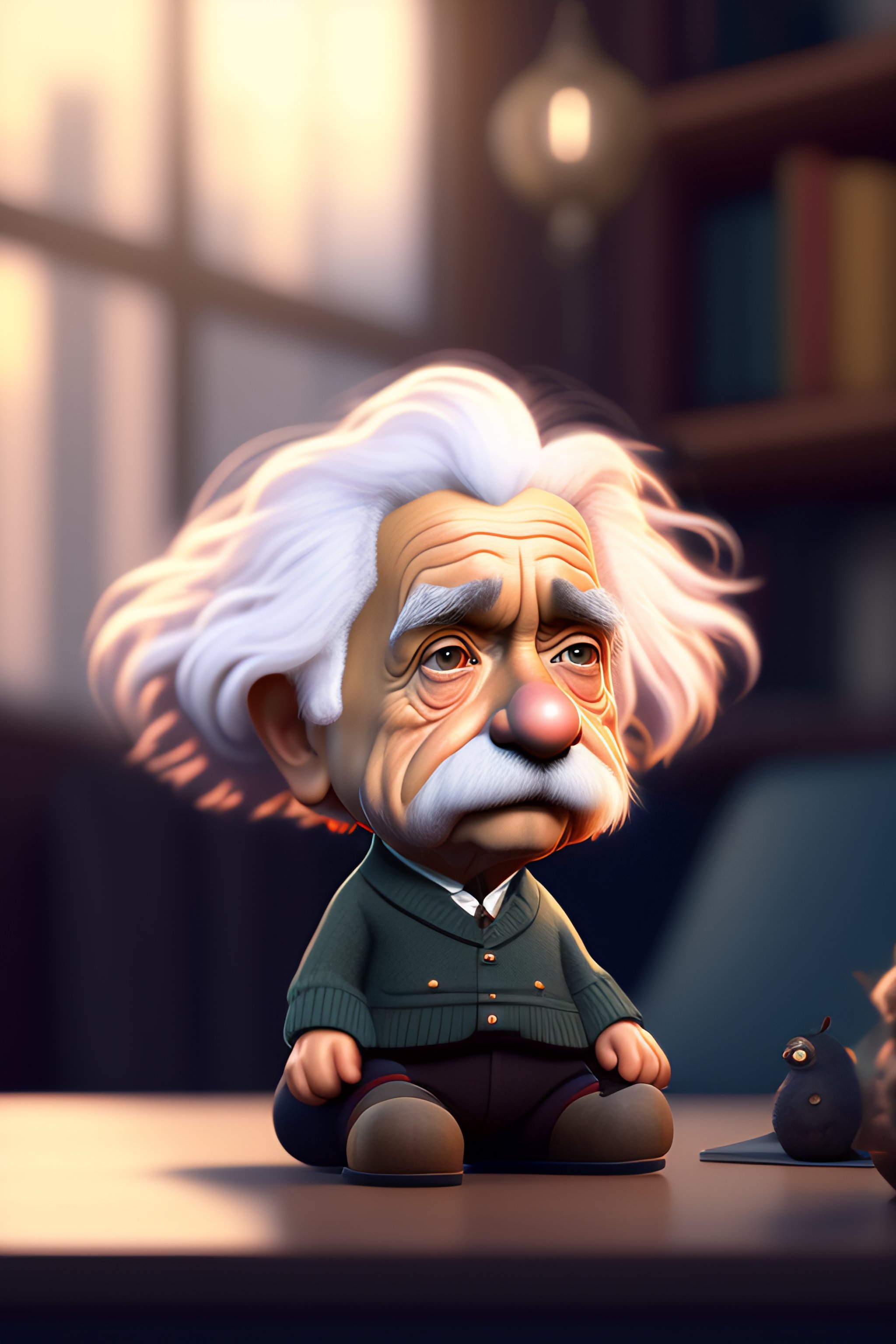 Lexica - Cute small albert einstein sitting in front of laptop, unreal ...