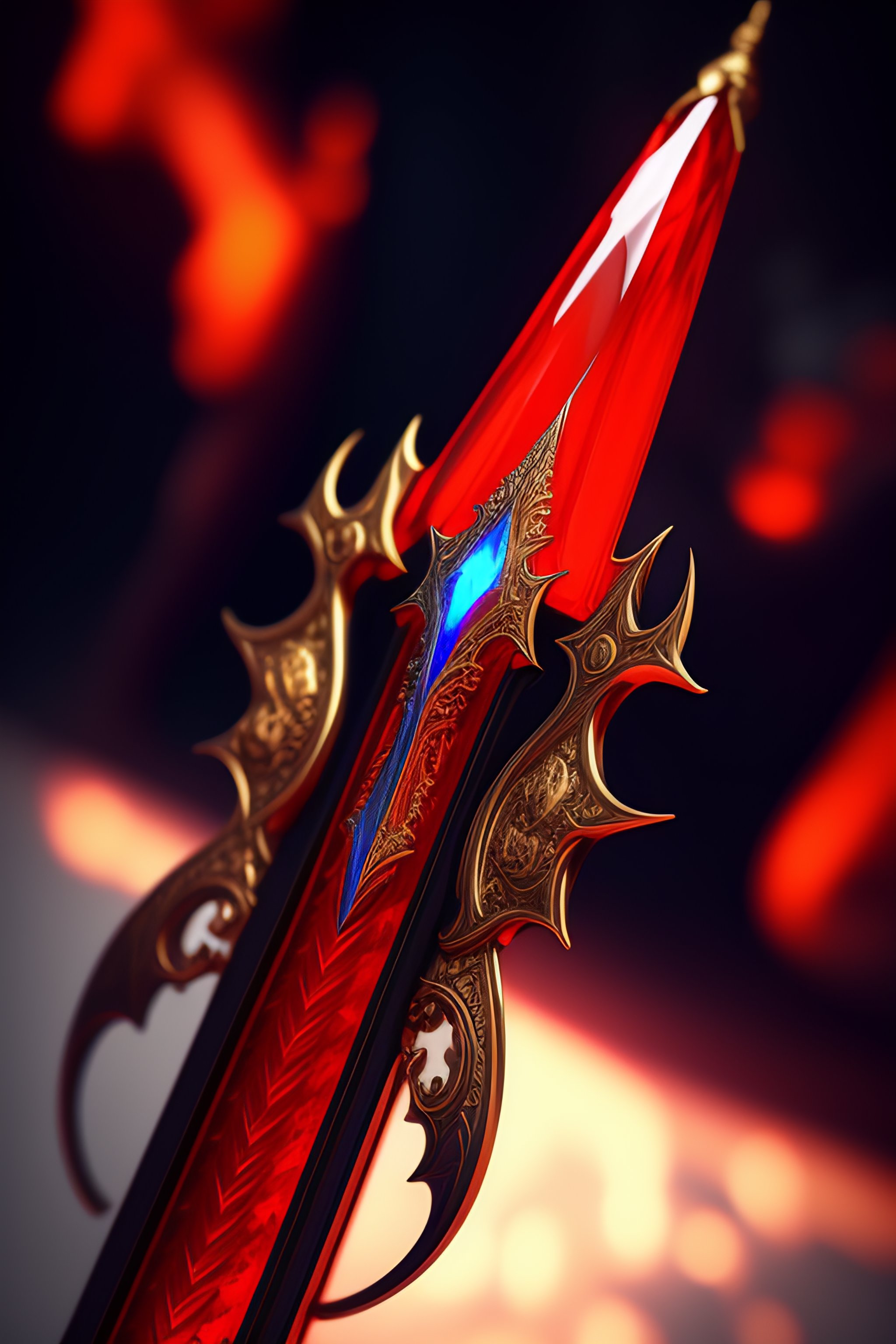 Lexica - Fantasy longsword made of transparent red glass, evil magic ...