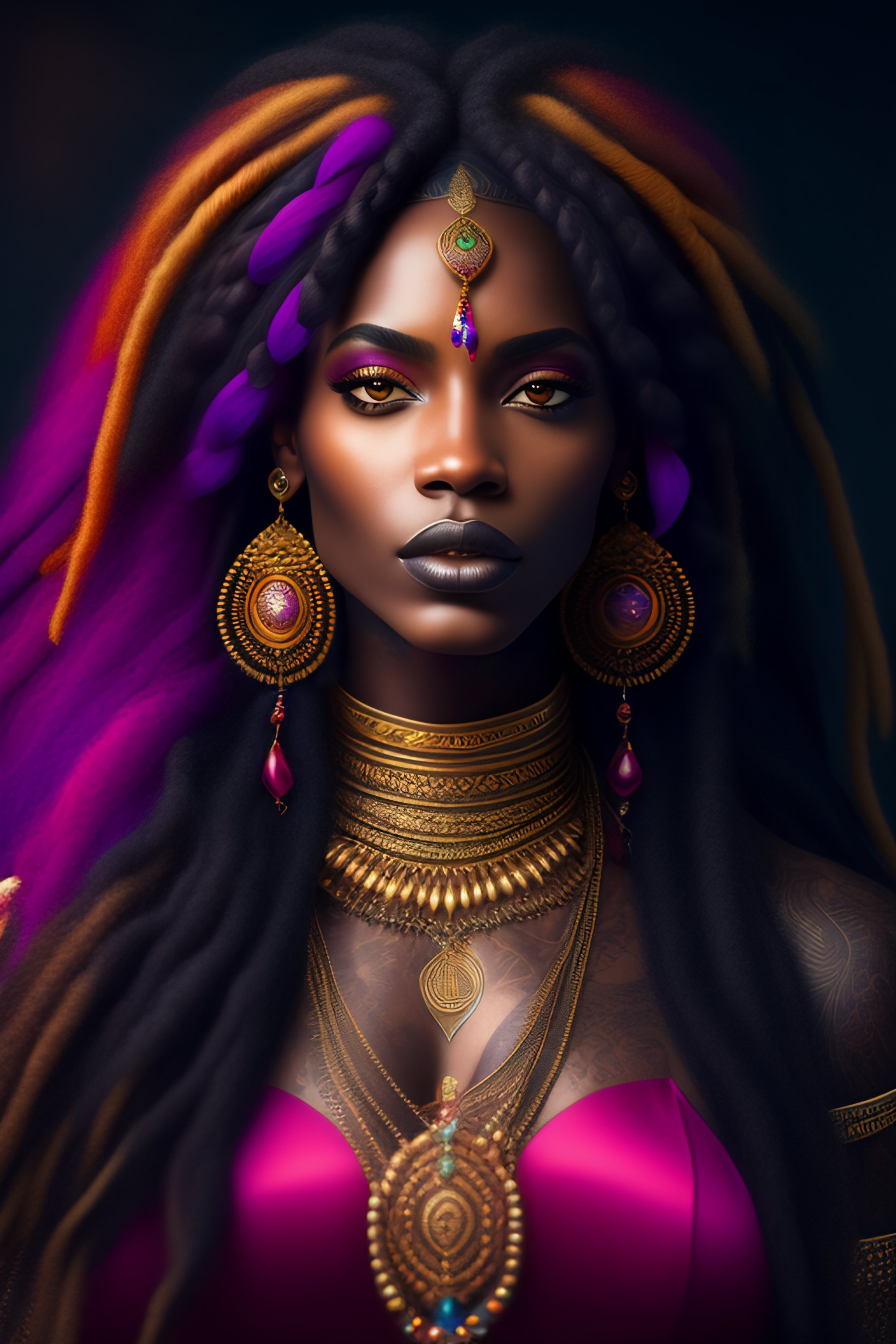 Lexica - Stunningly beautiful black woman, dreadlocks, rapunzel long ...