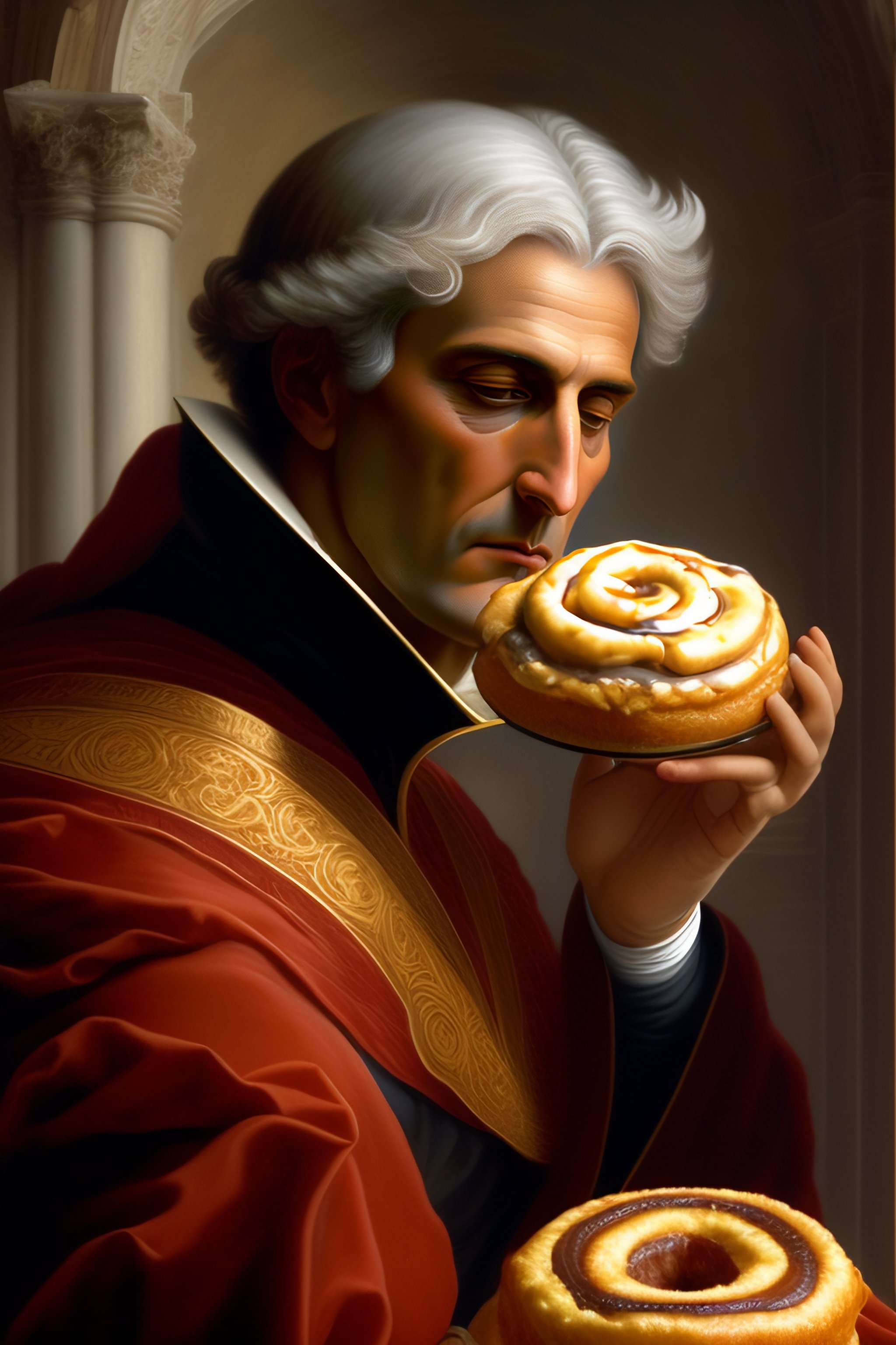 Lexica - Dante Alighieri eating a Cinnamon roll