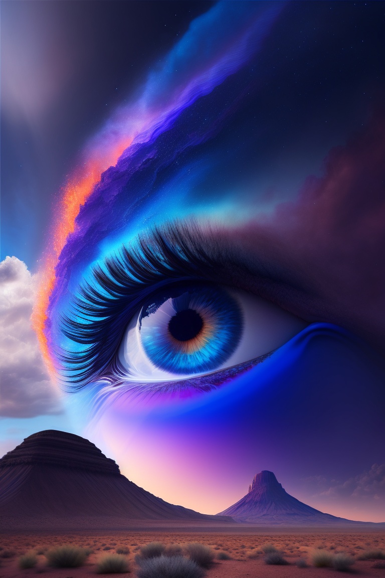 Lexica - Human eye, defined blue volcano erupting into the sky in the ...