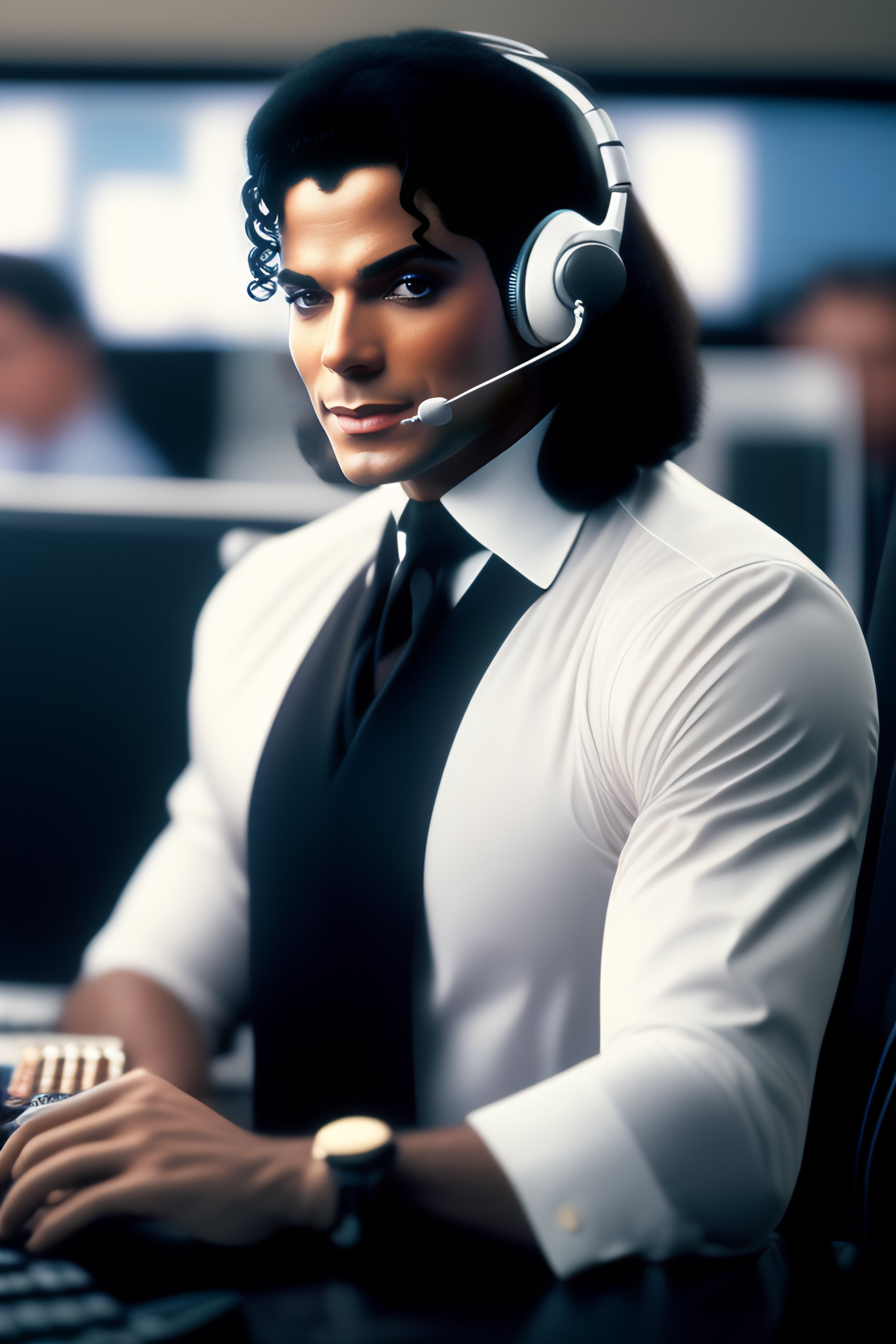 Lexica - White Michael Jackson as call center agent