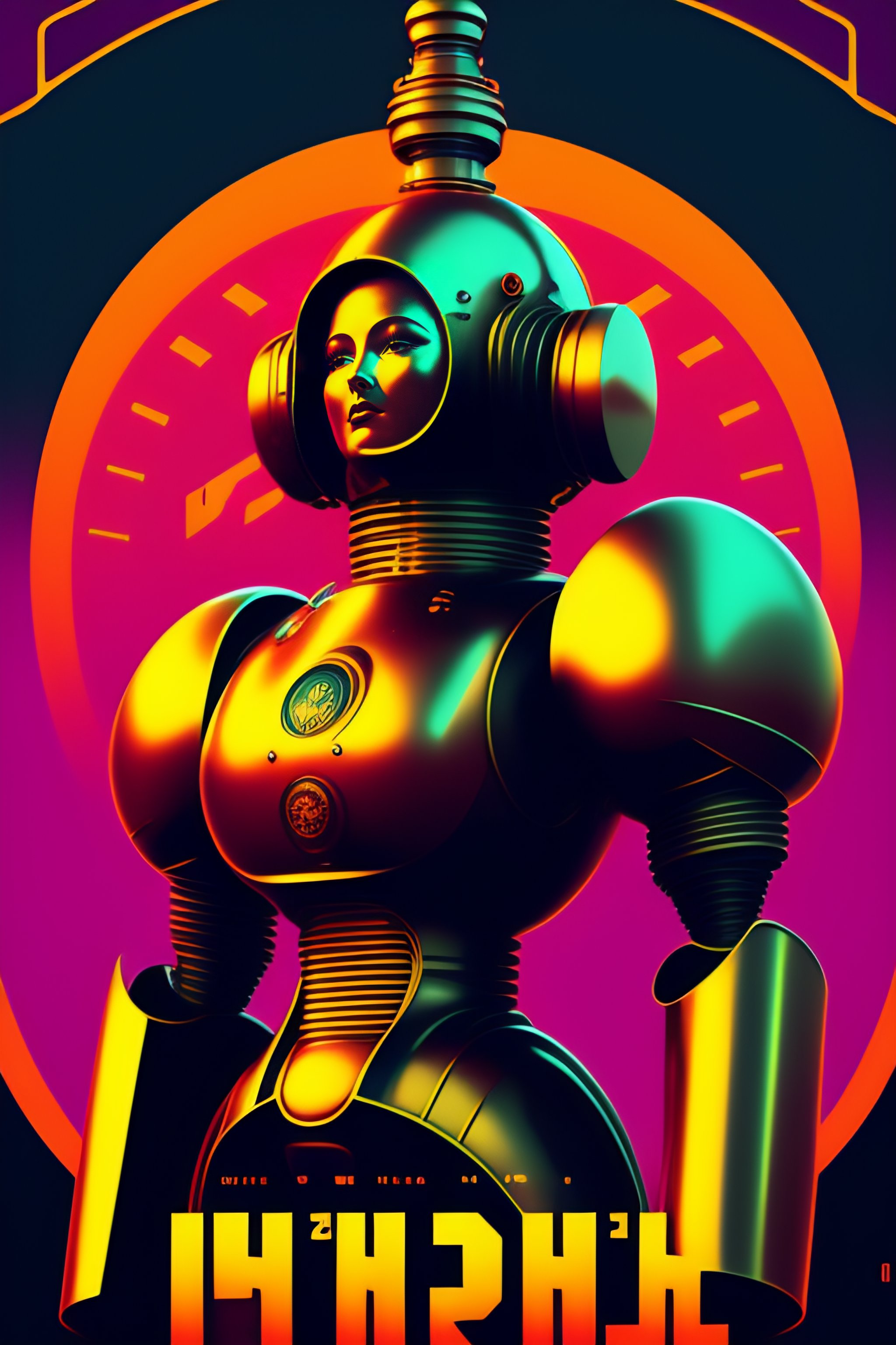 Lexica - Poster of a giant 1950's vintage robot, retro sci-fi, by ...