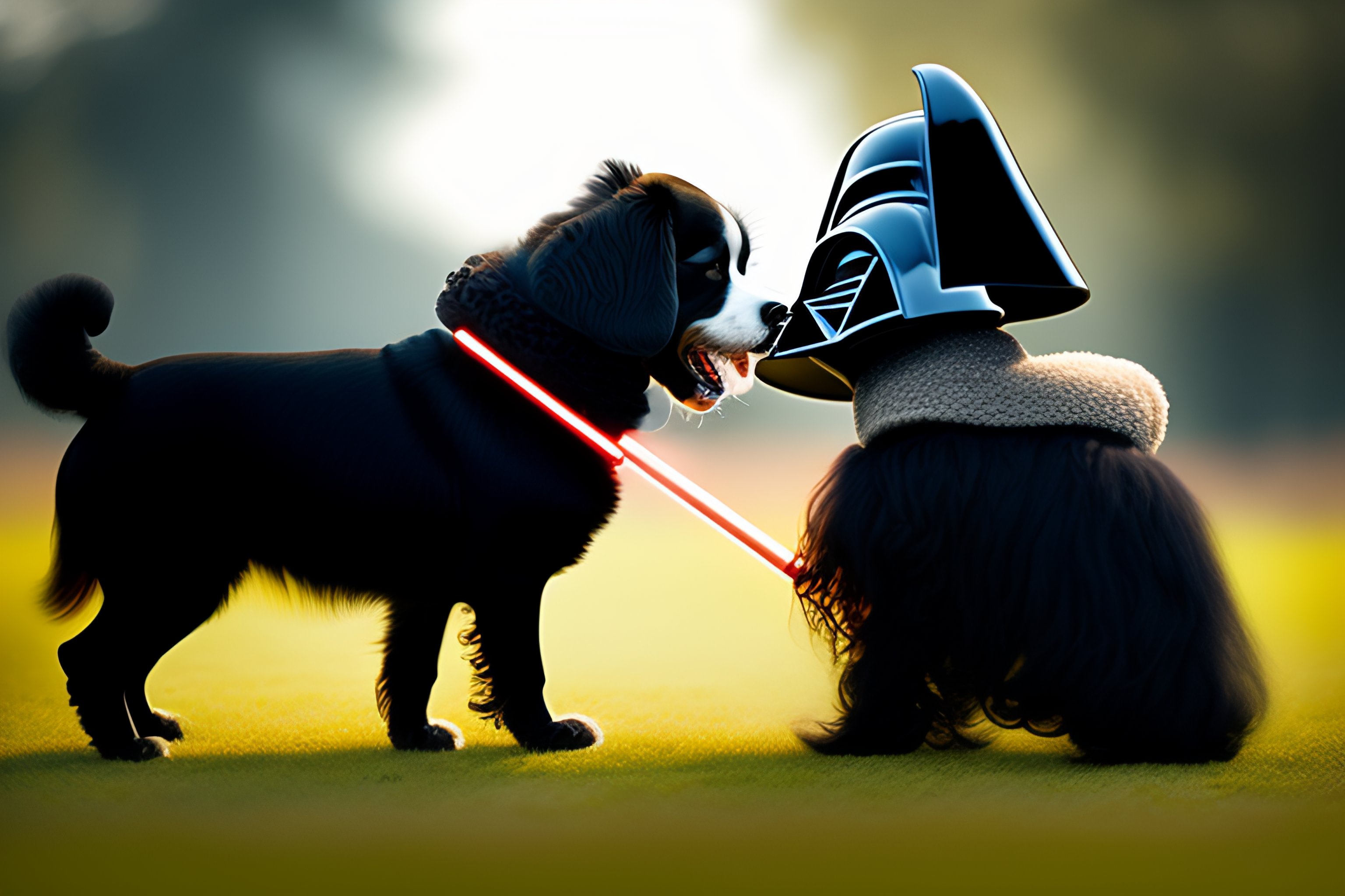 Lexica - Star wars Darth vadar fighting with a dog