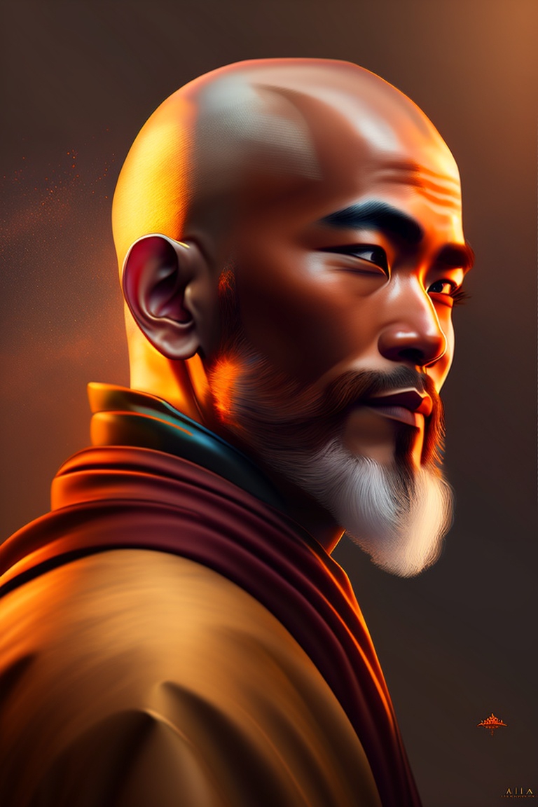 Lexica - Portrait of an ancient Buddhist monk by Malika Favre, digital ...