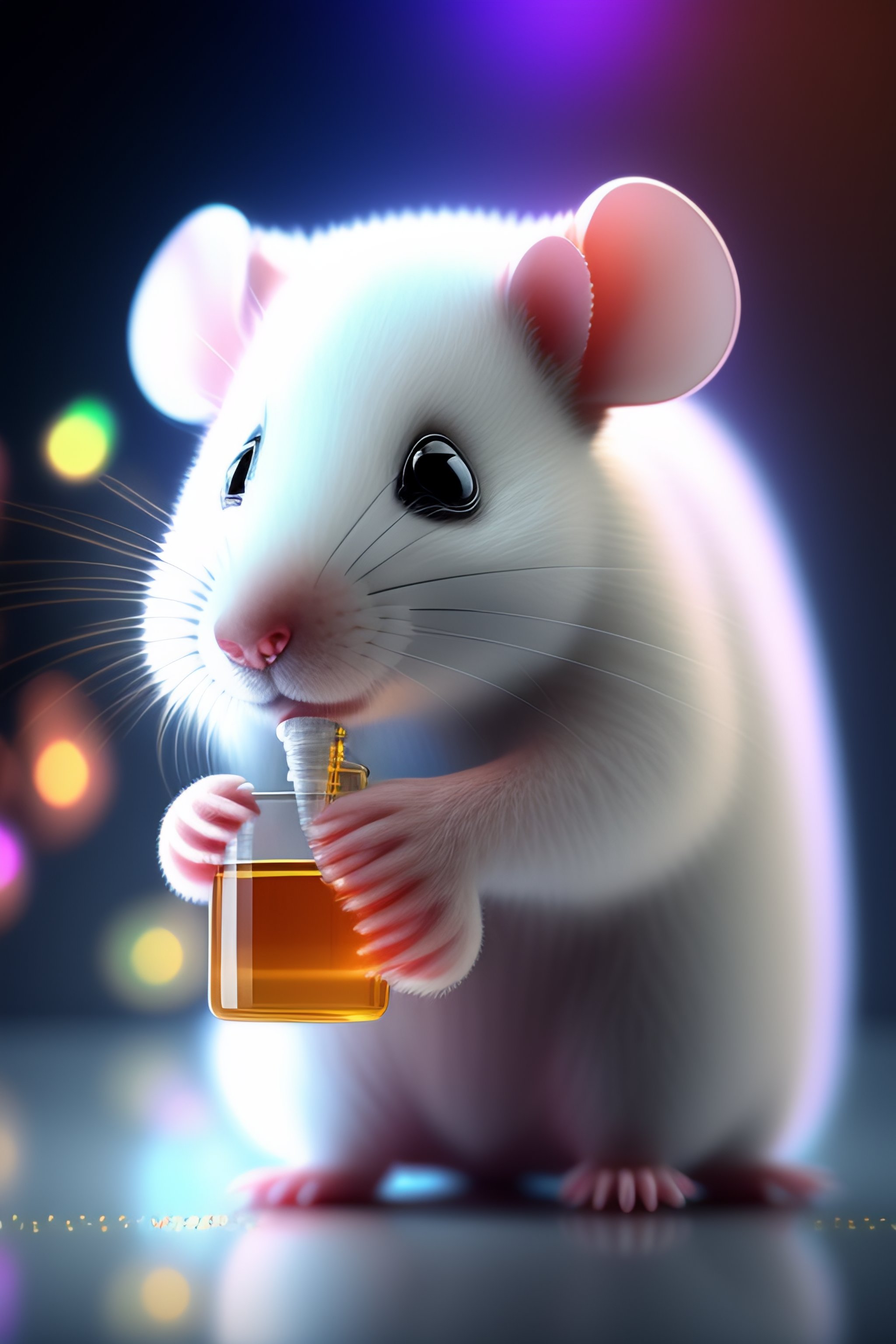 Lexica - A 3d render of a cute fuzzy pet rat dressed in a white lab ...