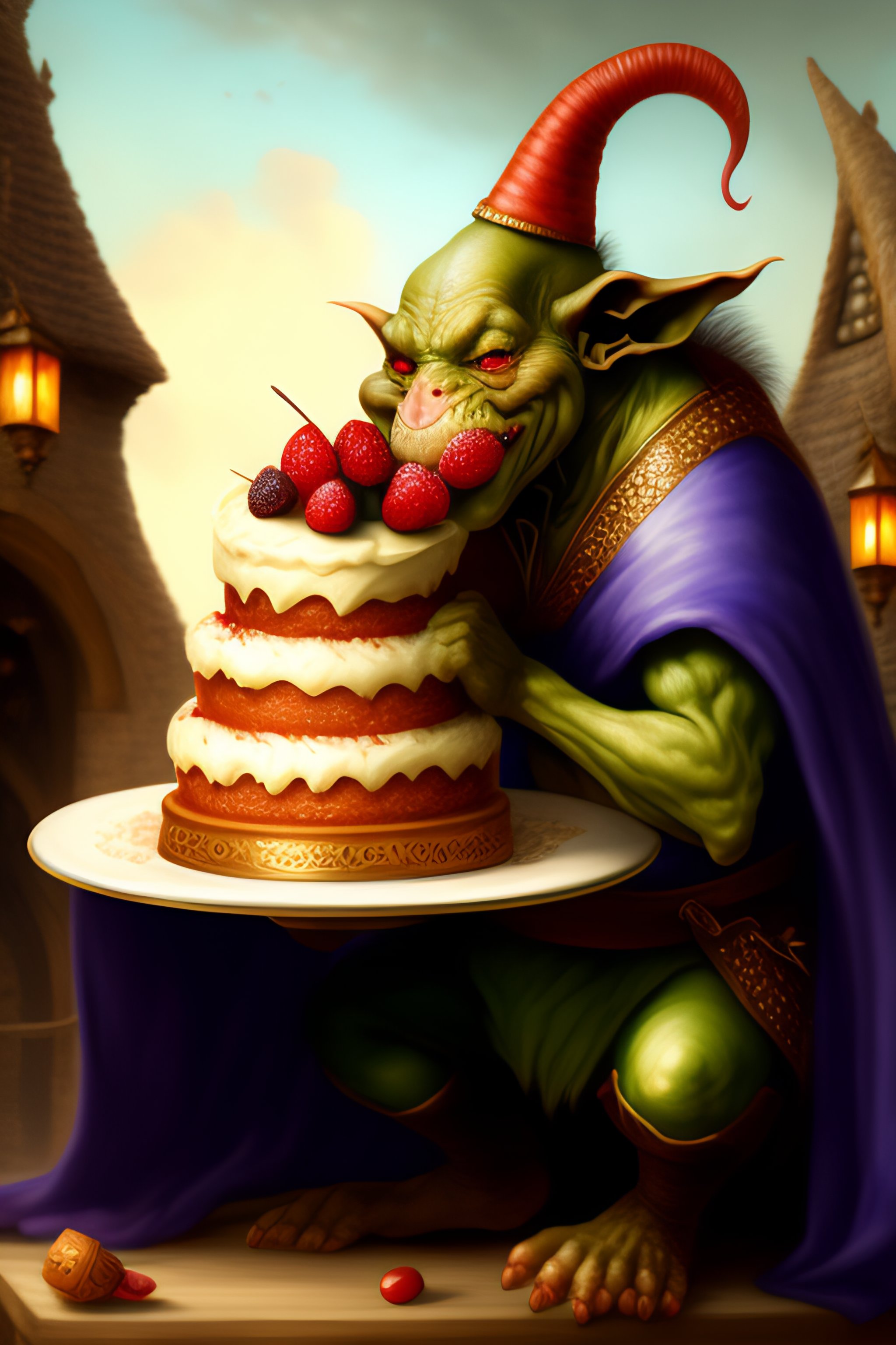 Lexica - Medieval goblin eating cakes painted by hieronymus bosch ...