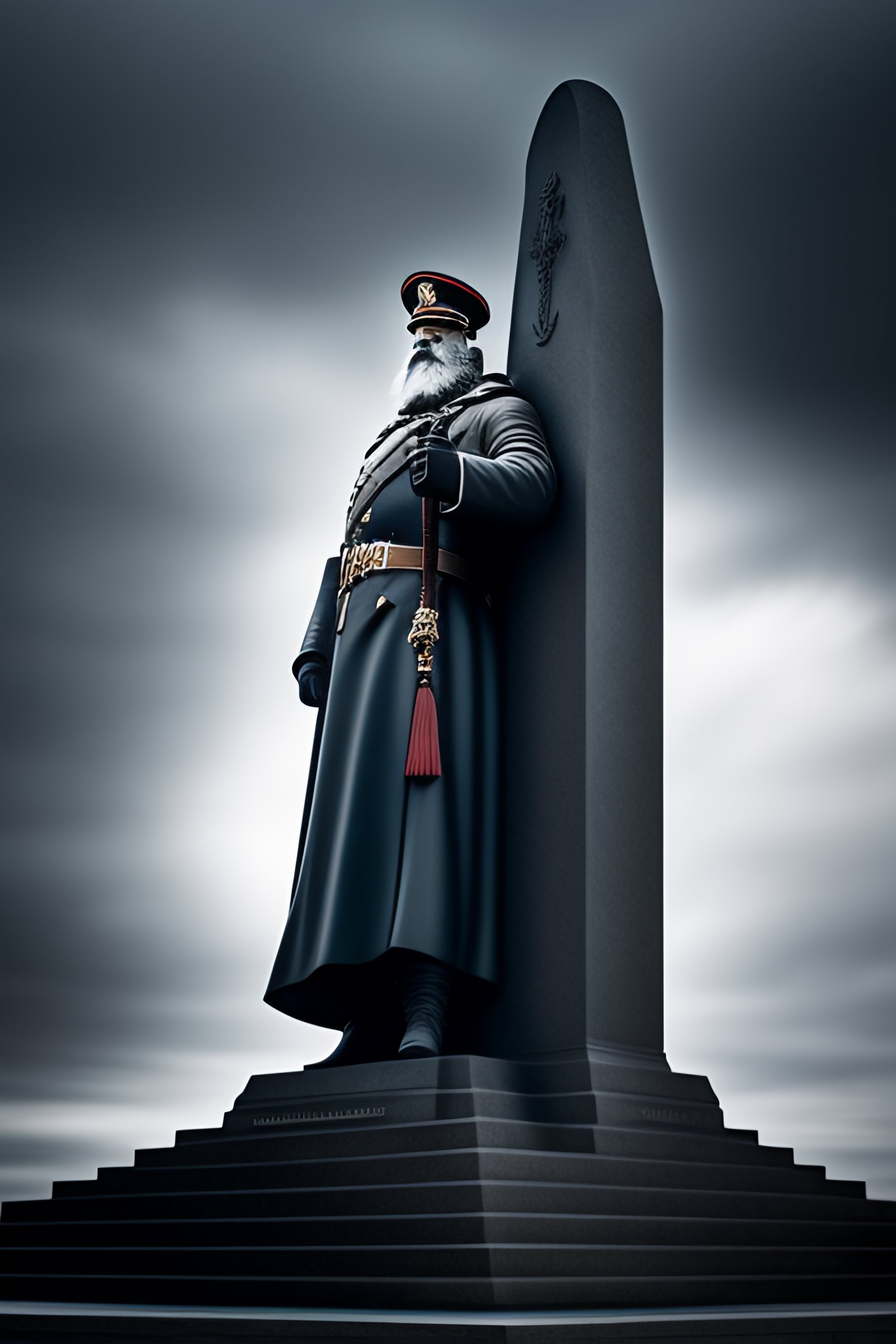 Lexica - Vertical film frame, a monument to an old Soviet soldier with ...