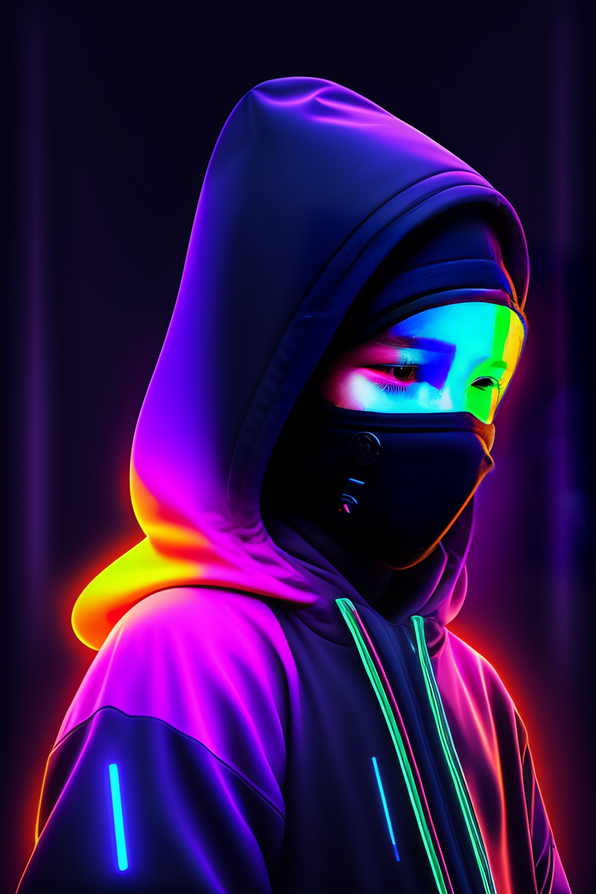 Lexica - Boy wearing black mask, DMT, hyper glow, anonymous, hacker ...