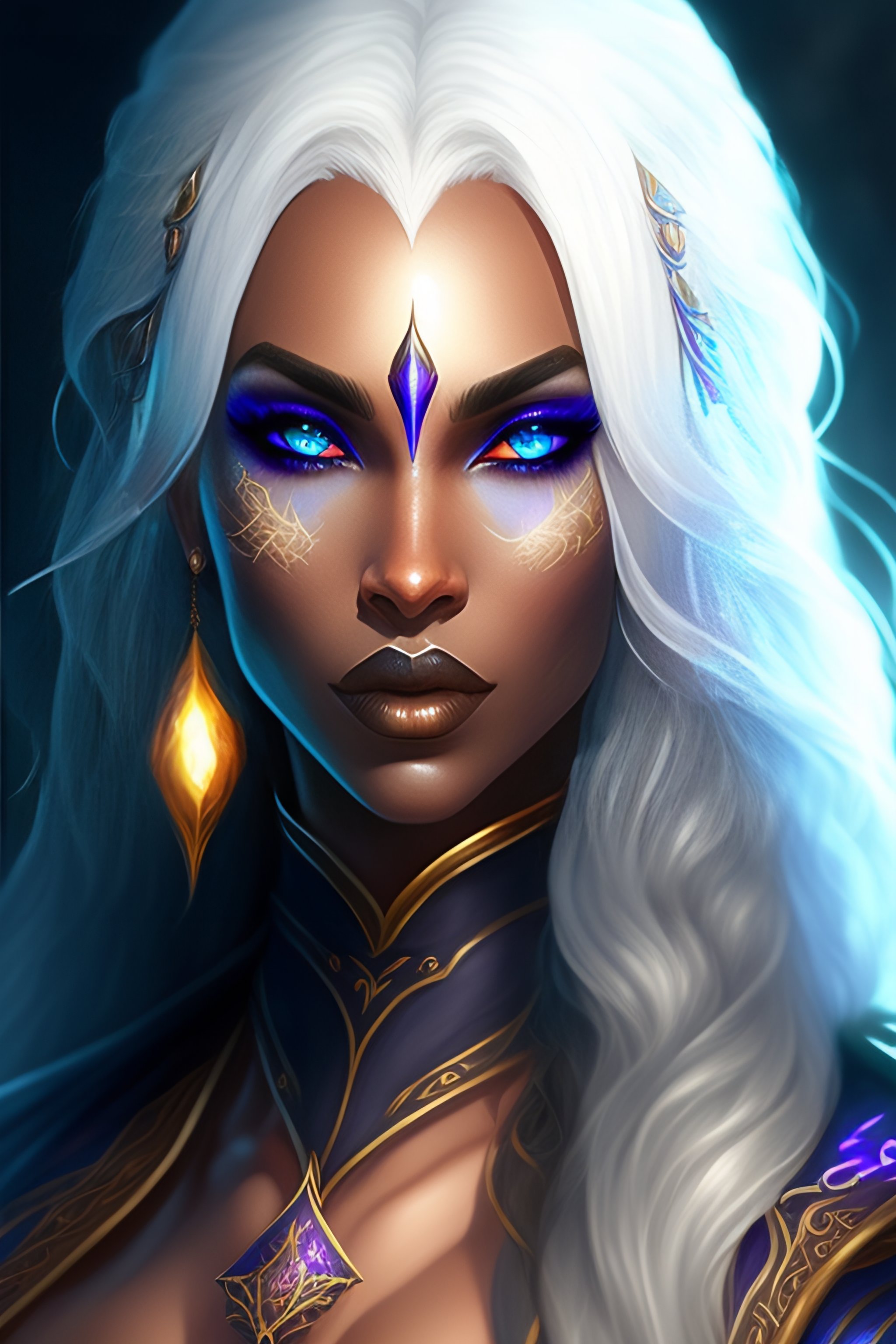 Lexica Drow Dark Elf Sorceress With White Hair 