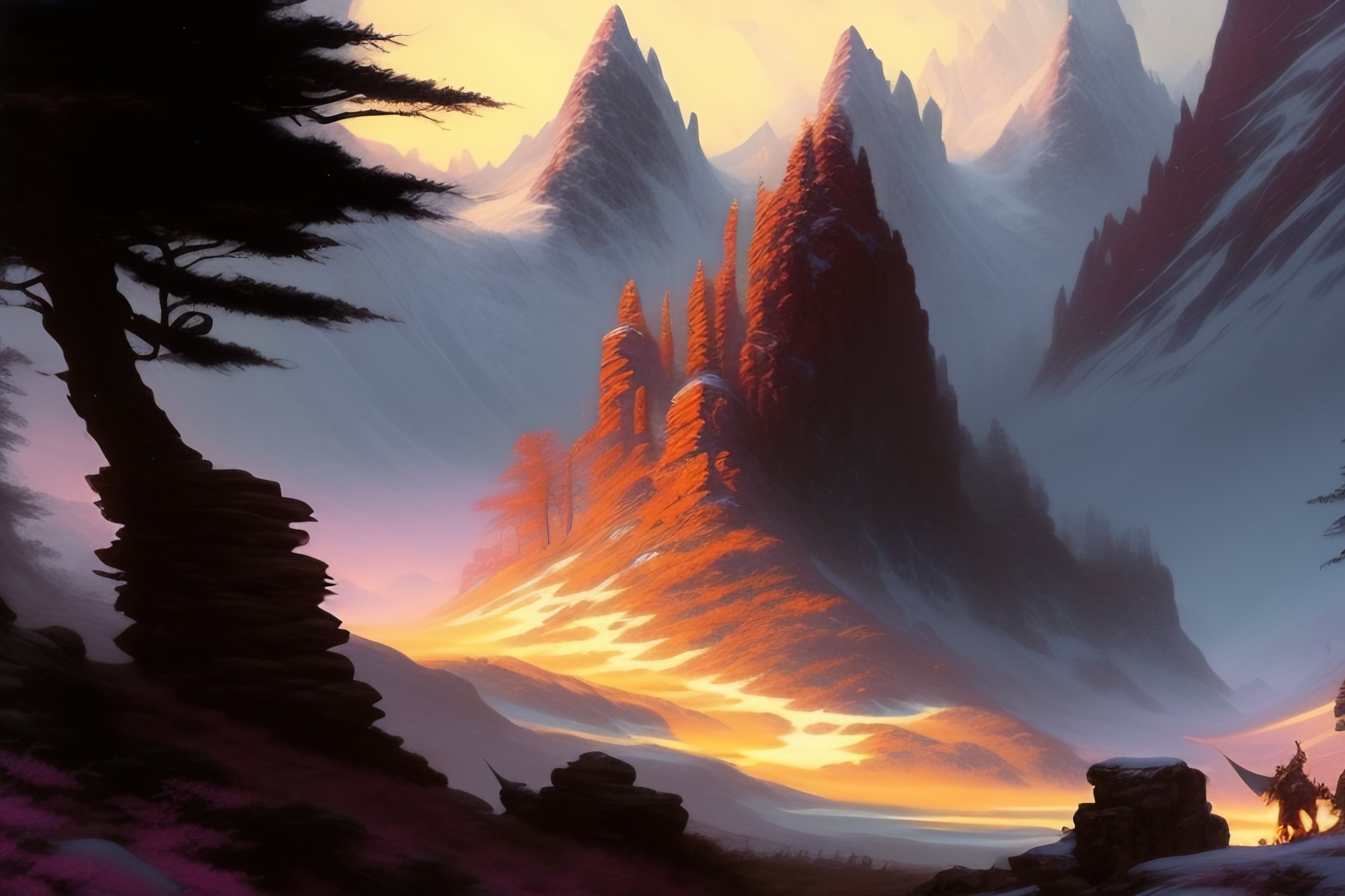 Lexica - Mountain Trolls attacking, style of Frank Frazetta, Brom ...