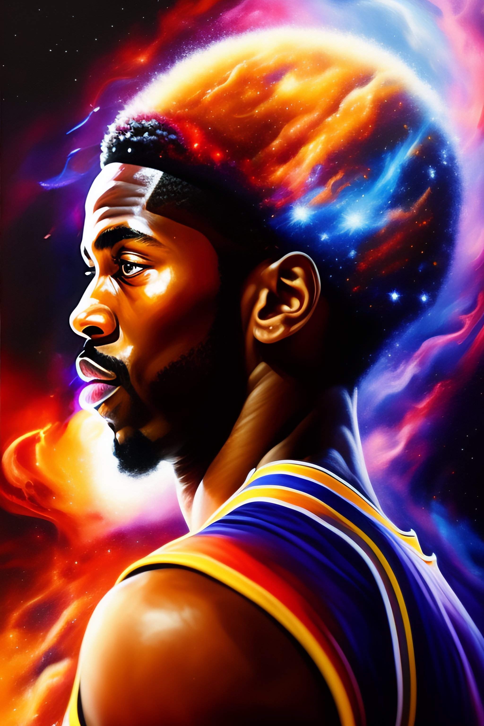 Lexica - An expressive oil painting of a basketball player dunking ...