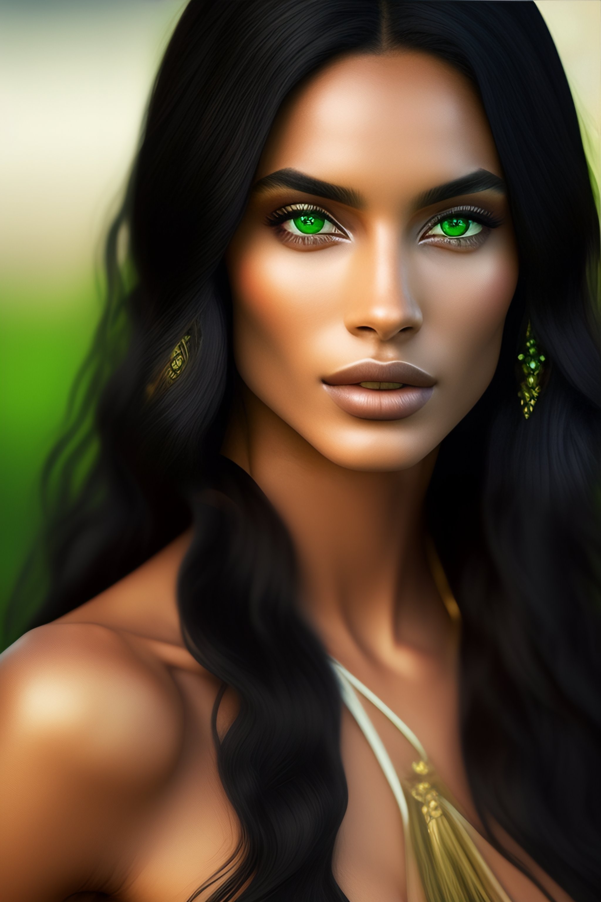 Lexica - Goddess Ambra, white skin, Beautiful woman, long black hair ...