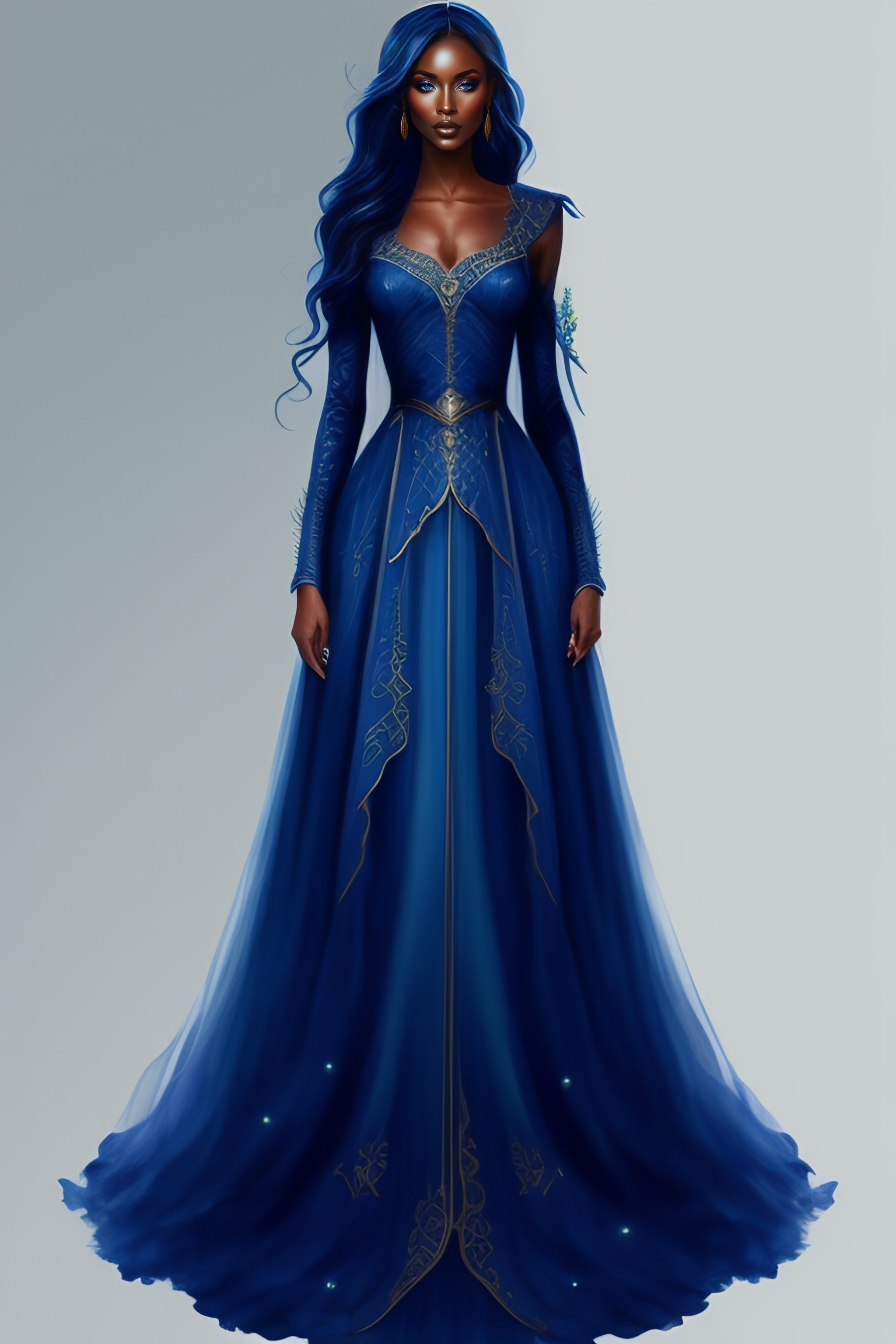Lexica Forest Elf Dress Concept Art Dark Blue Palet Color