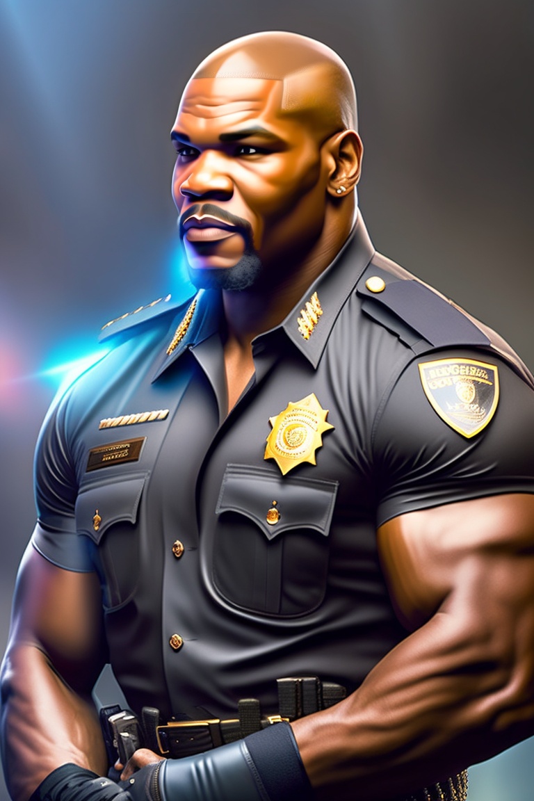 Lexica - A Mike Tyson , as a police man , detalied , with a pistol in ...