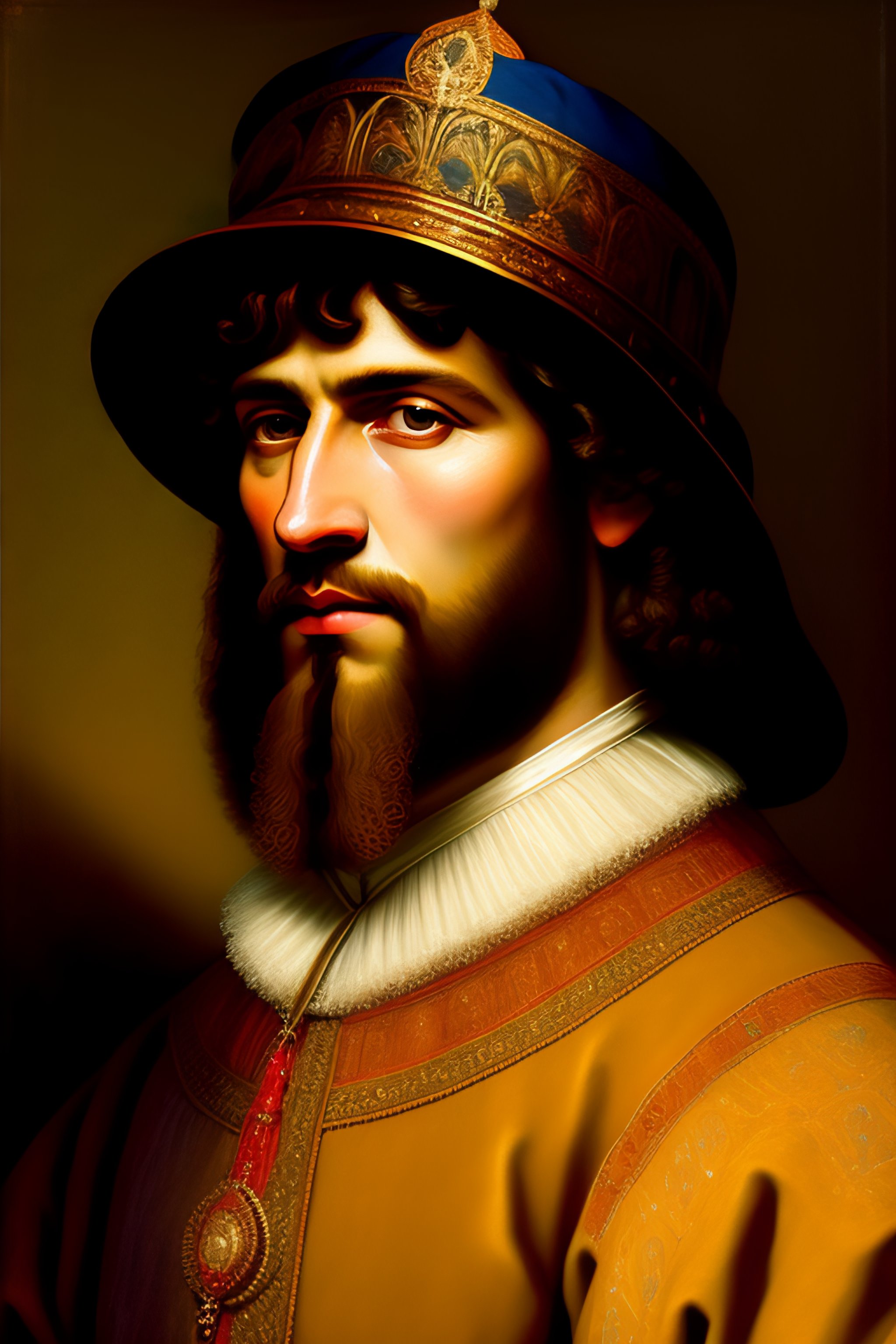 Lexica - A medieval portrait of a chad highly detailed style of Rembrandt