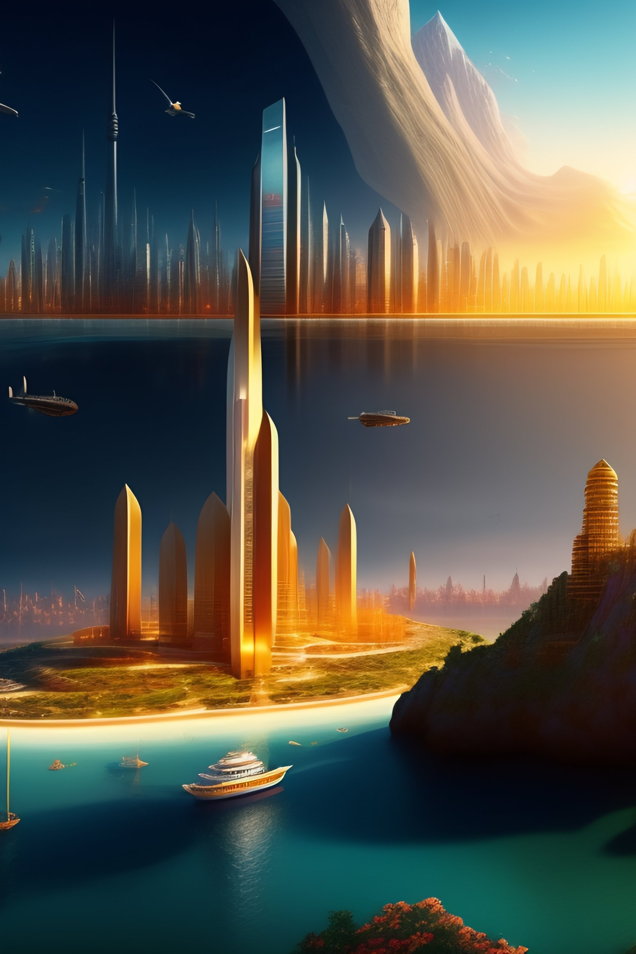 Lexica - A city in a microscopic civilization with people and flying cars