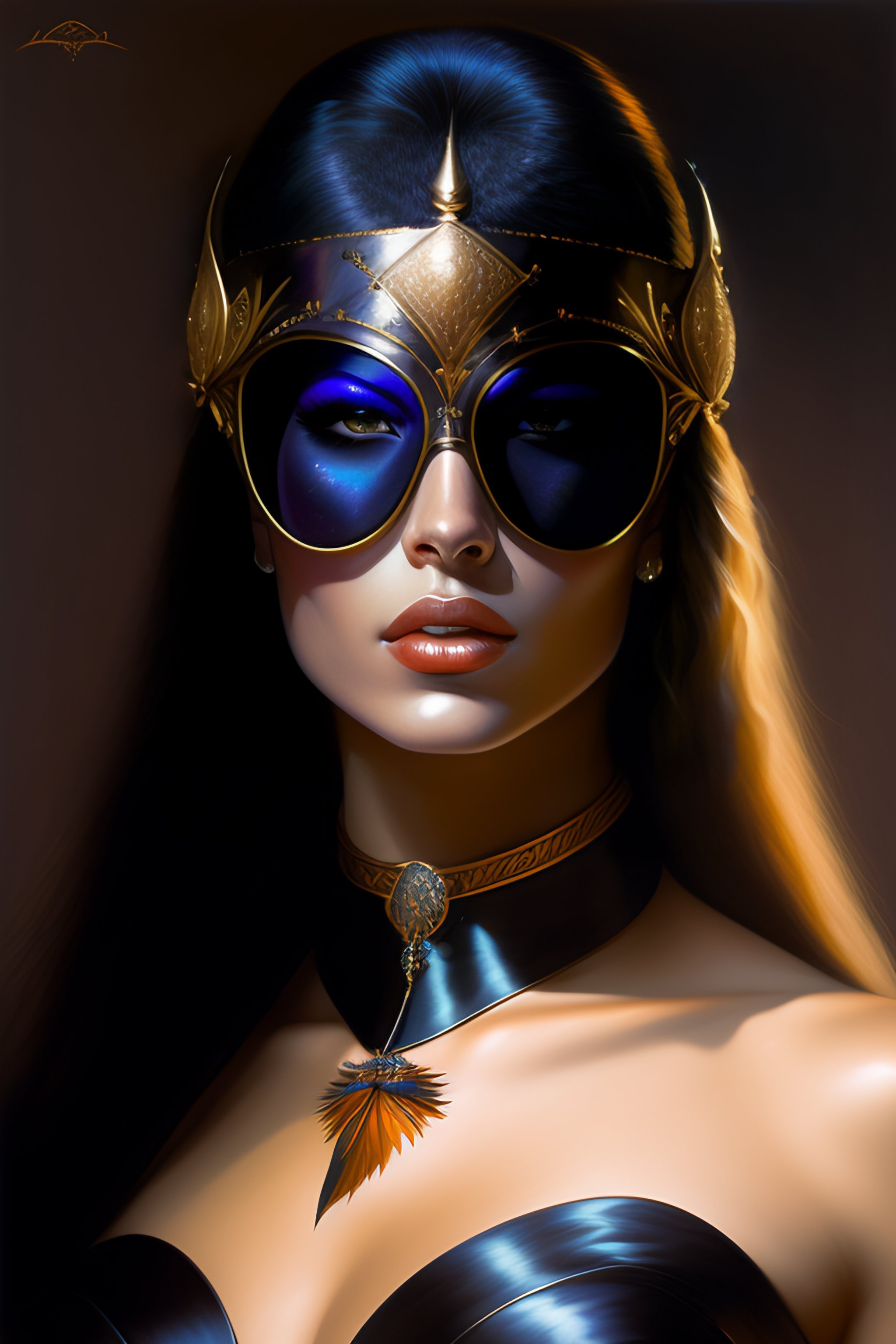 Lexica - Portrait of a young woman in a raven masquerade mask, dark ...