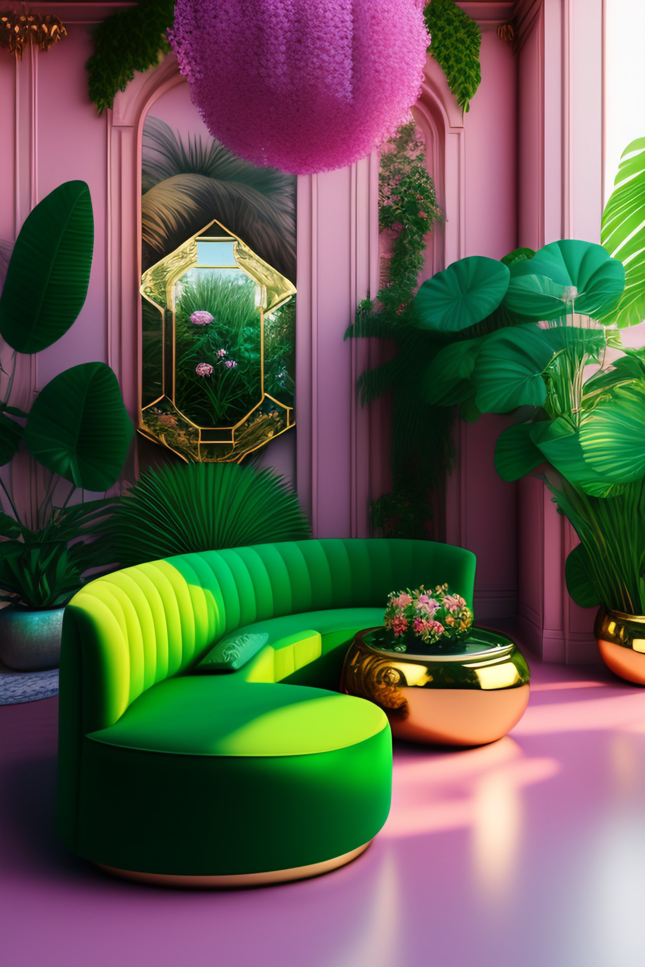 Lexica - Architectural digest photo of a maximalist green solar living ...