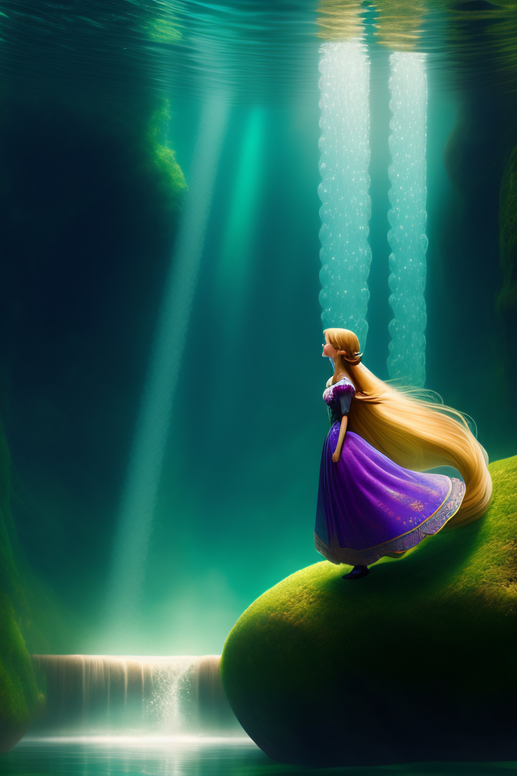 Lexica - Rapunzel in the water