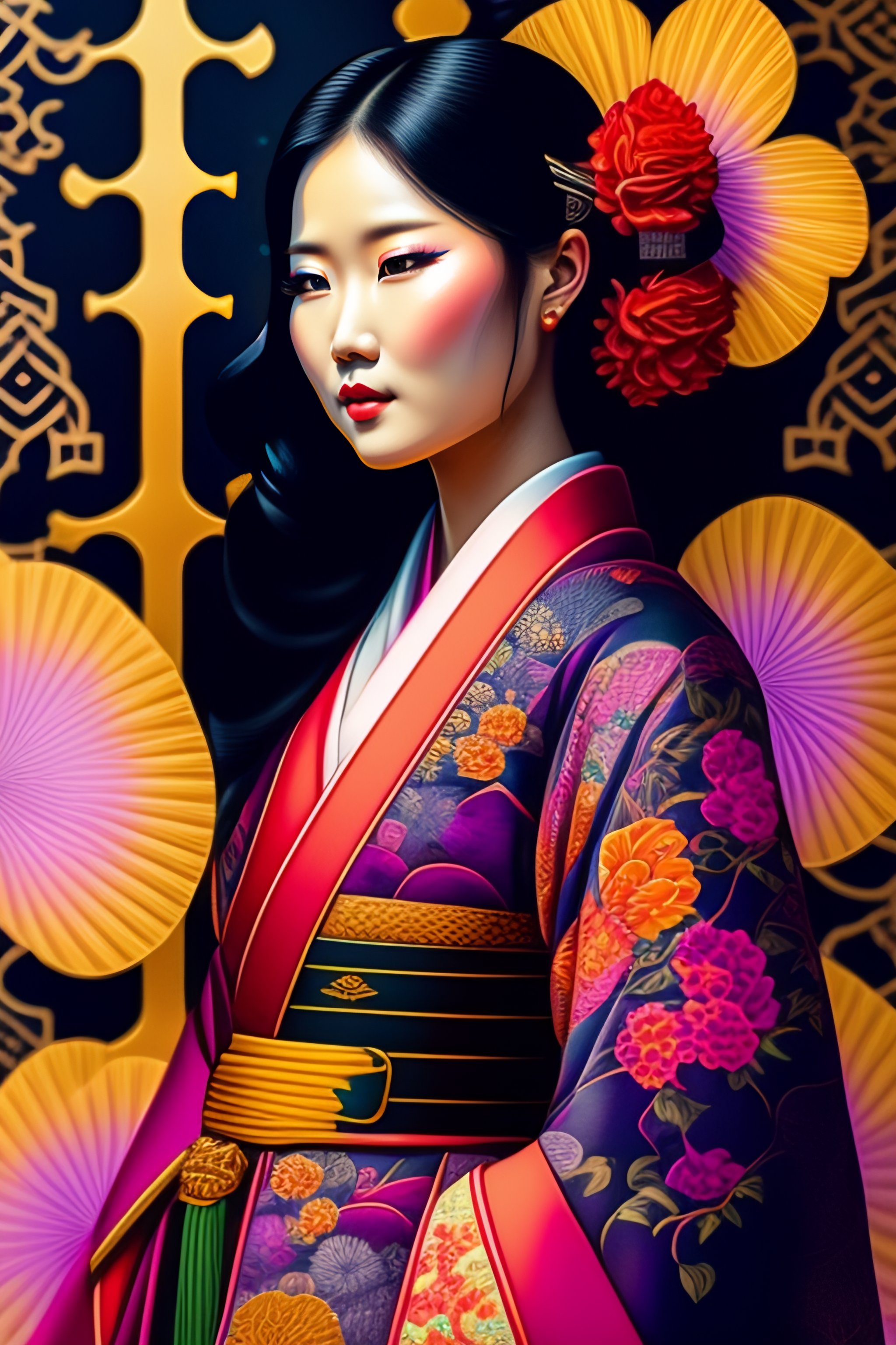 Lexica - Inspired tarot card detailed kimono and geisha bow portrait ...
