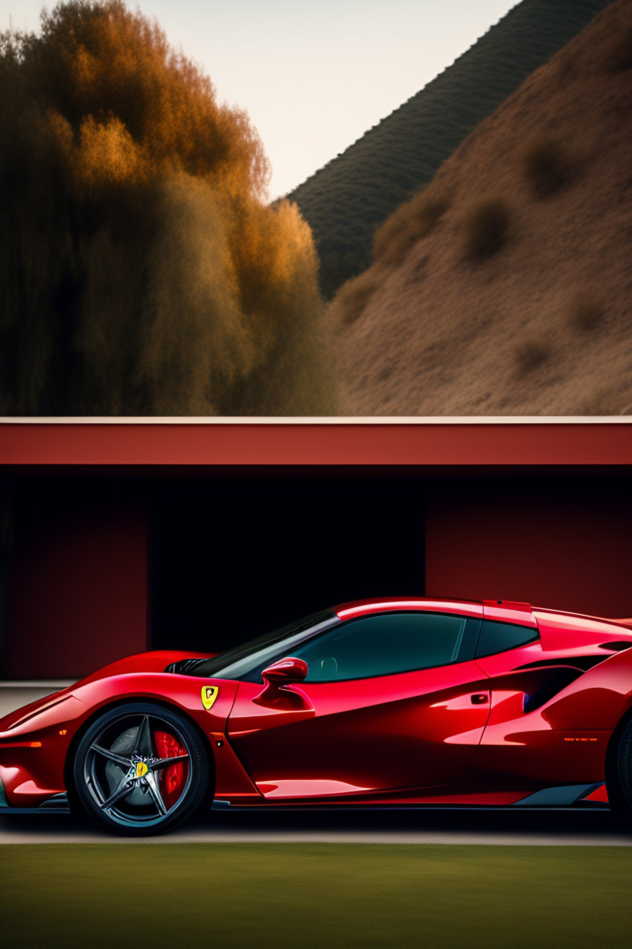 Lexica - Photo of supermodel in front of ferrari, arcane style