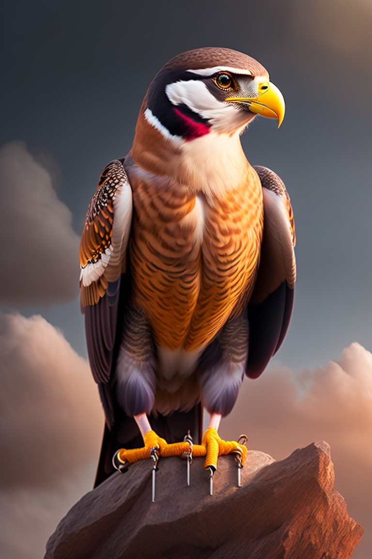 Lexica - A full picture of a falcon strong and powerful, hyperreal