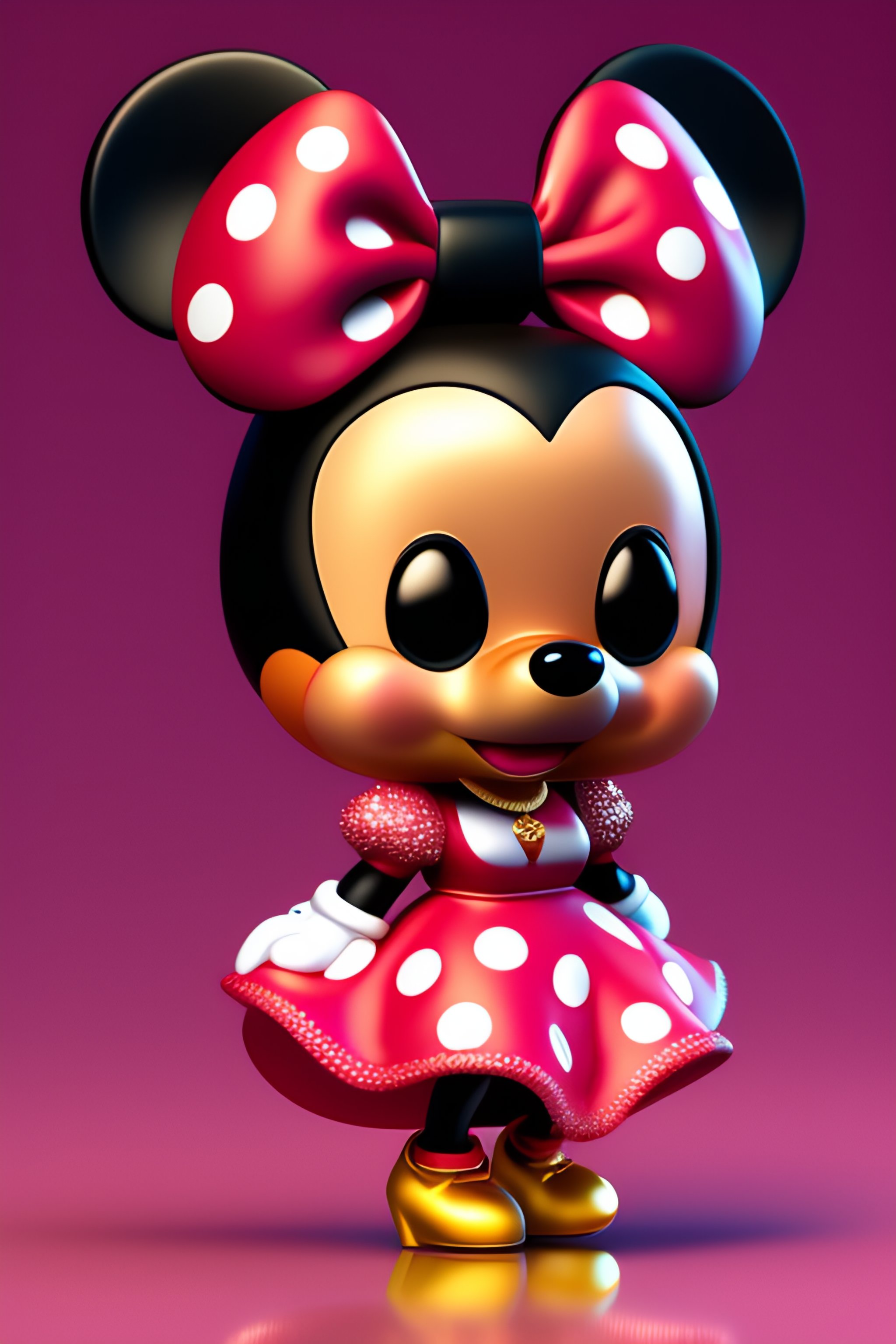 Lexica - Full body 3d octan render of funko pop Minnie mouse