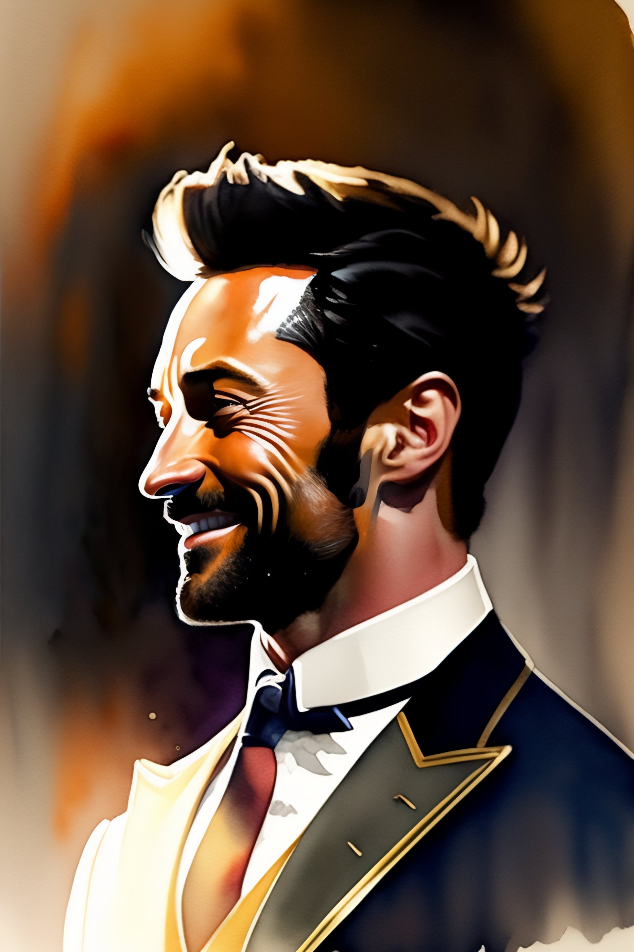 Lexica - A watercolor drawing of hugh jackman of "the greatest showman ...