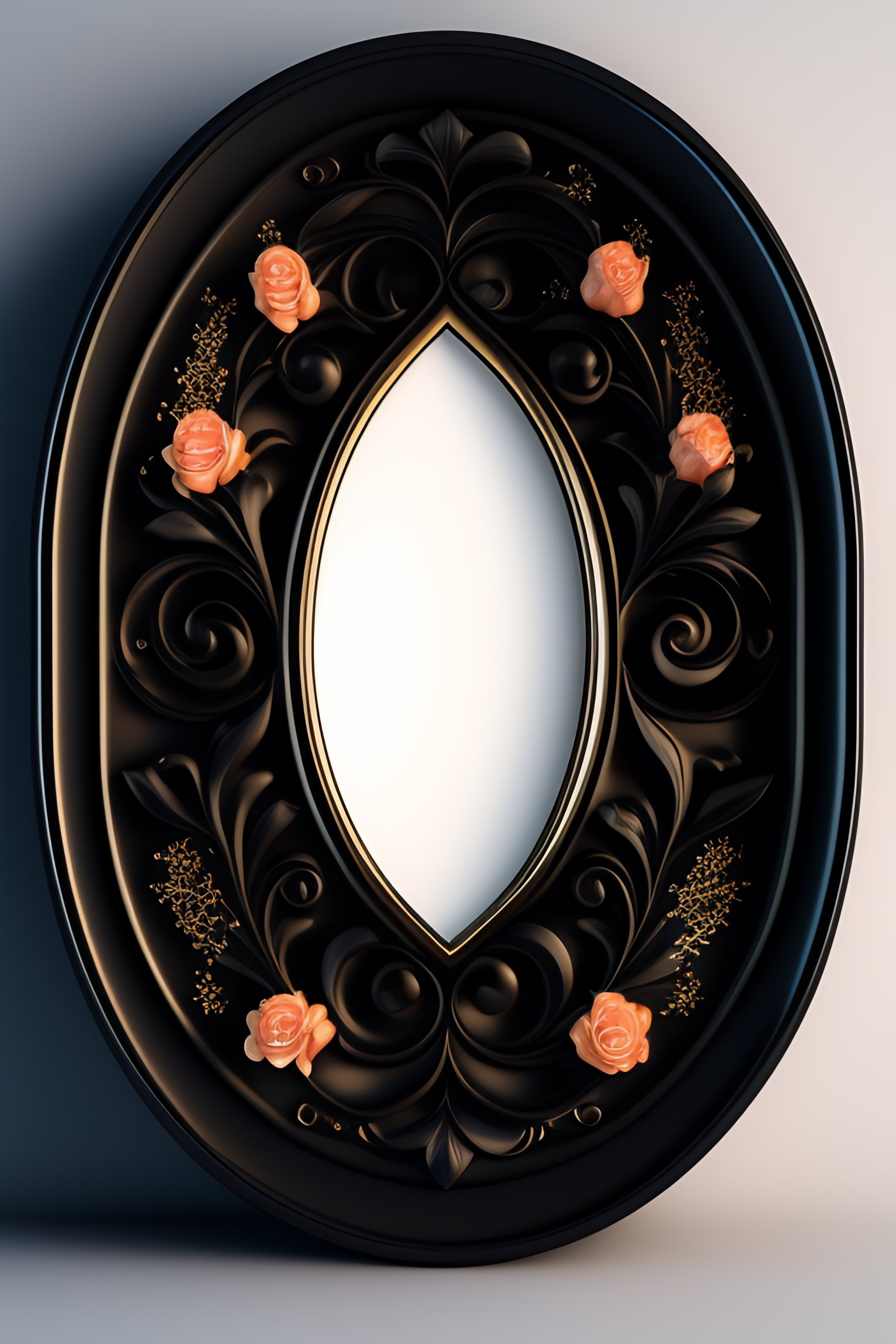Lexica - "Create a feminine, dark 3d floral ,design a frame using a ...