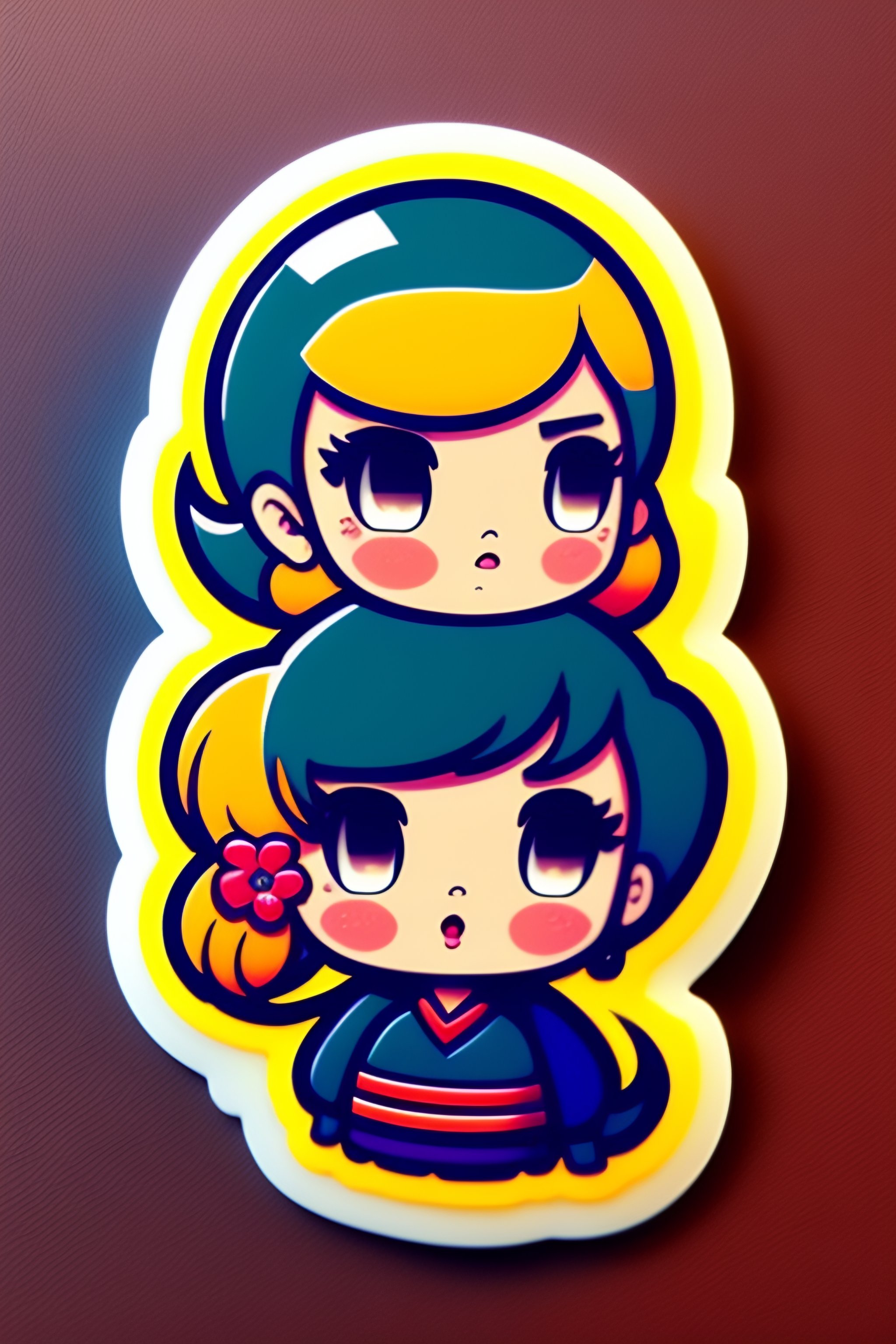 Lexica - Cute cartoon strong girl sticker, anime style, solid backgound ...