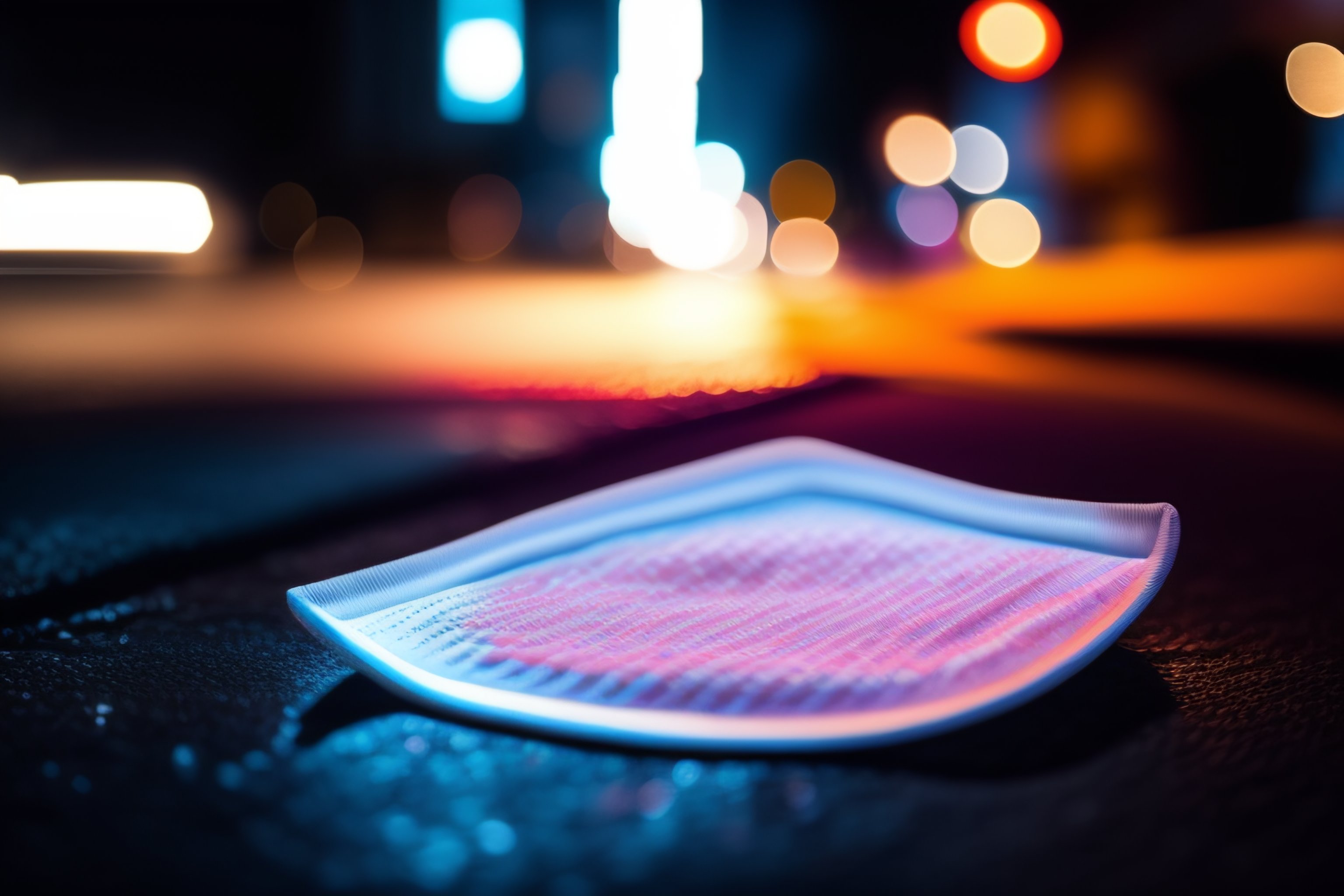 Lexica - A surgical disposable mask lie flat on the street, with ...