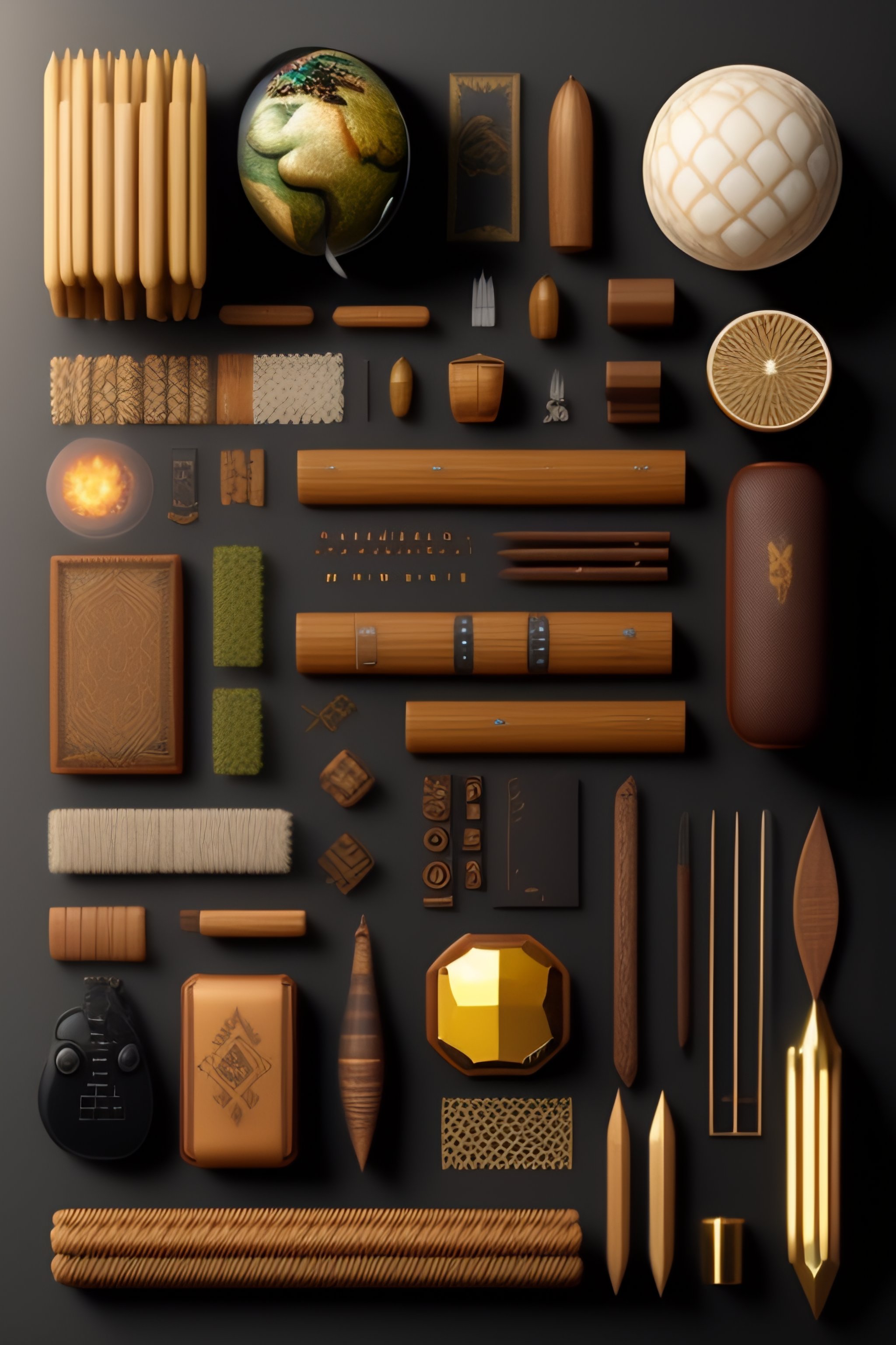 Lexica - 'Video Games, Costumes and props, Knolling, Knolling layout ...