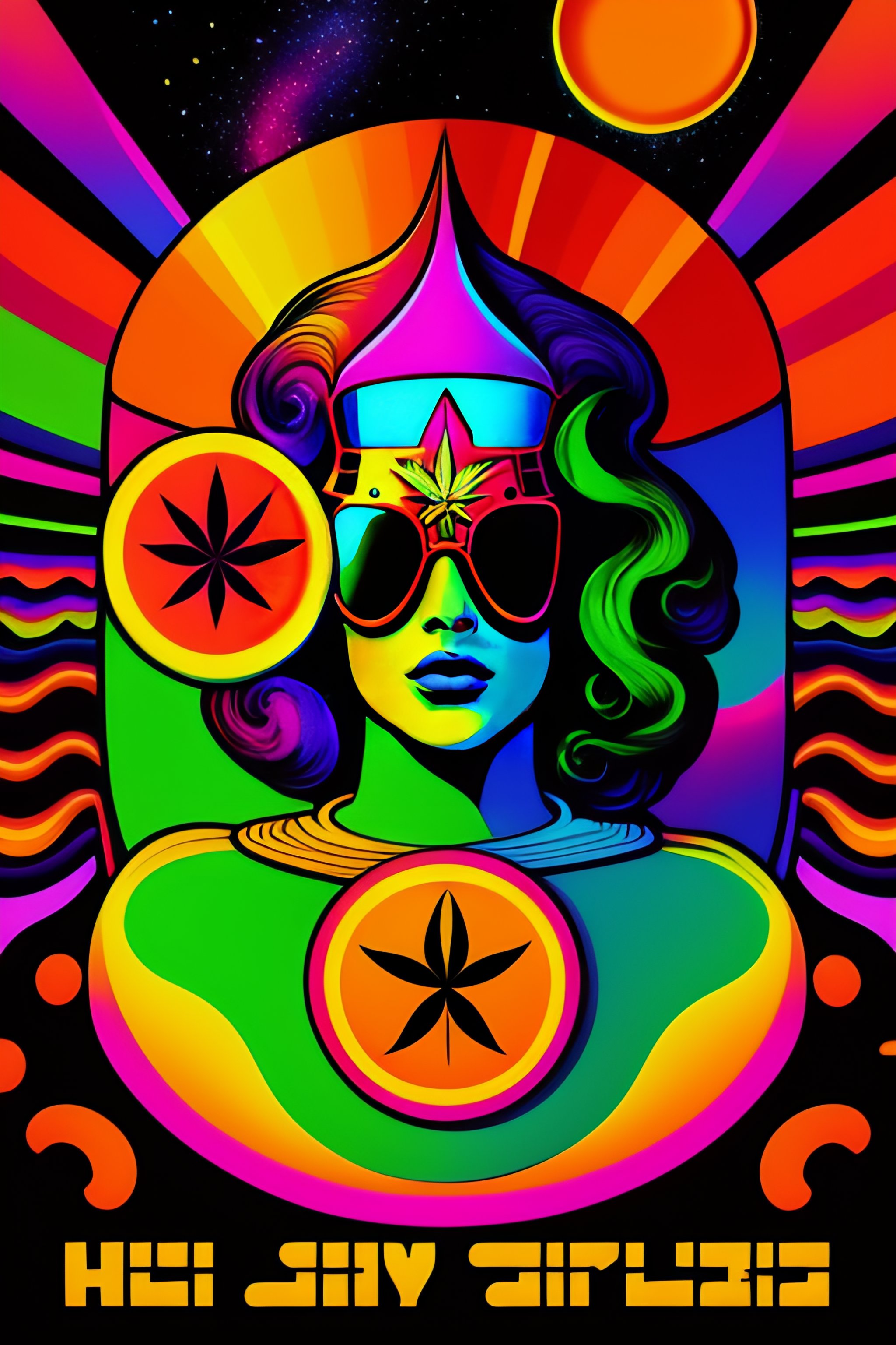 Lexica - Psychedelic Vintage full Shot 1960's cartoon Poster with hippy ...