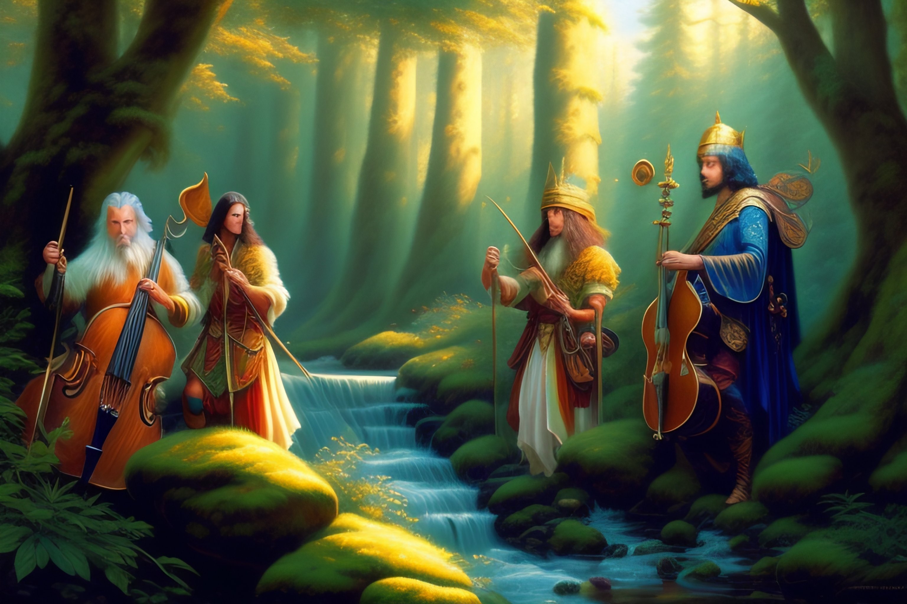 Lexica - High detailed d&d characters of a beautiful musician elves ...