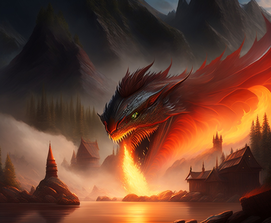 Lexica - Smaug is angry, breathing fire, destroying an ancient wooden ...