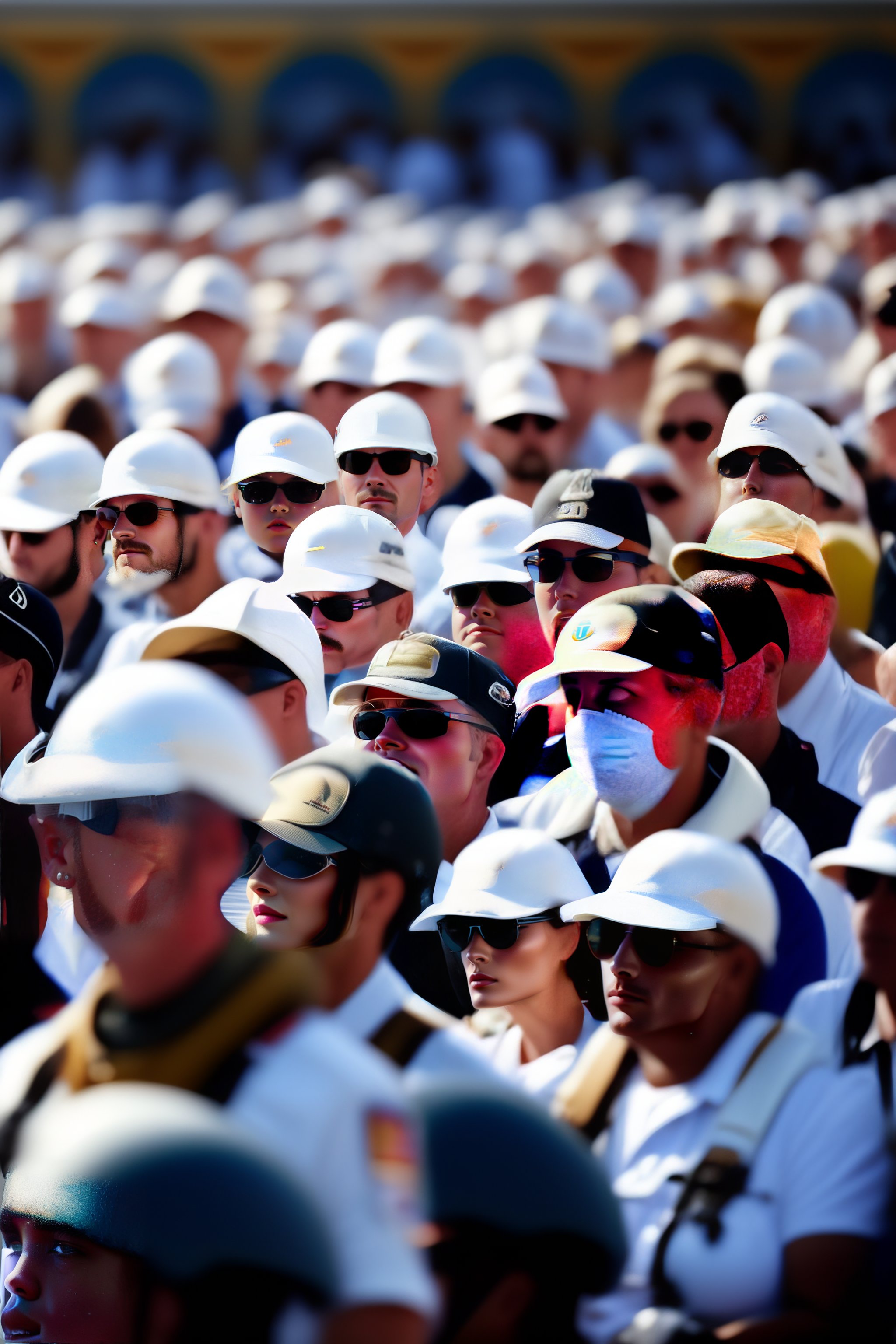 Lexica - A huge crowd of white people wearing white maintenance uniform ...