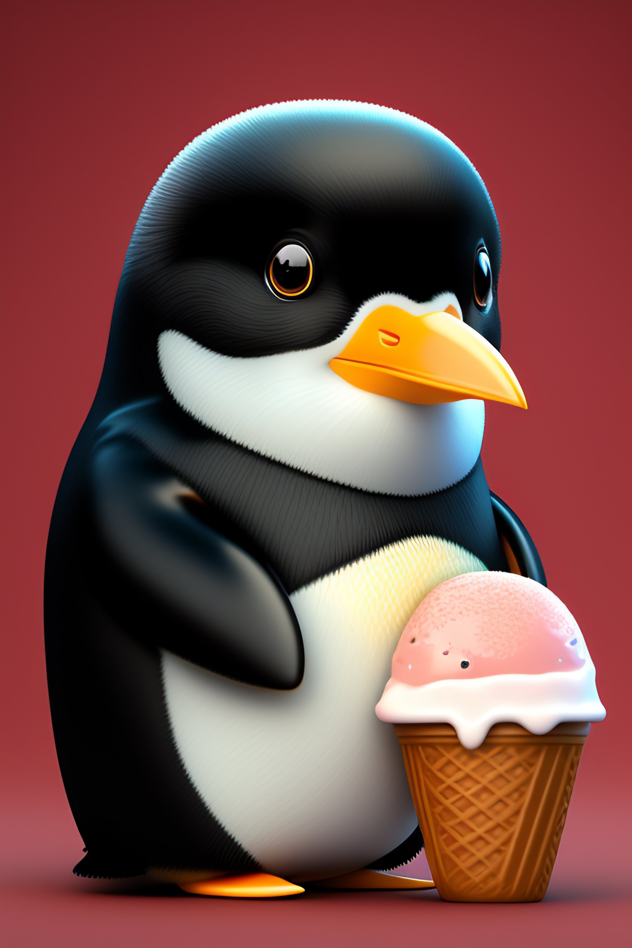 Lexica - Cute penguin with icecream and a granade launcher